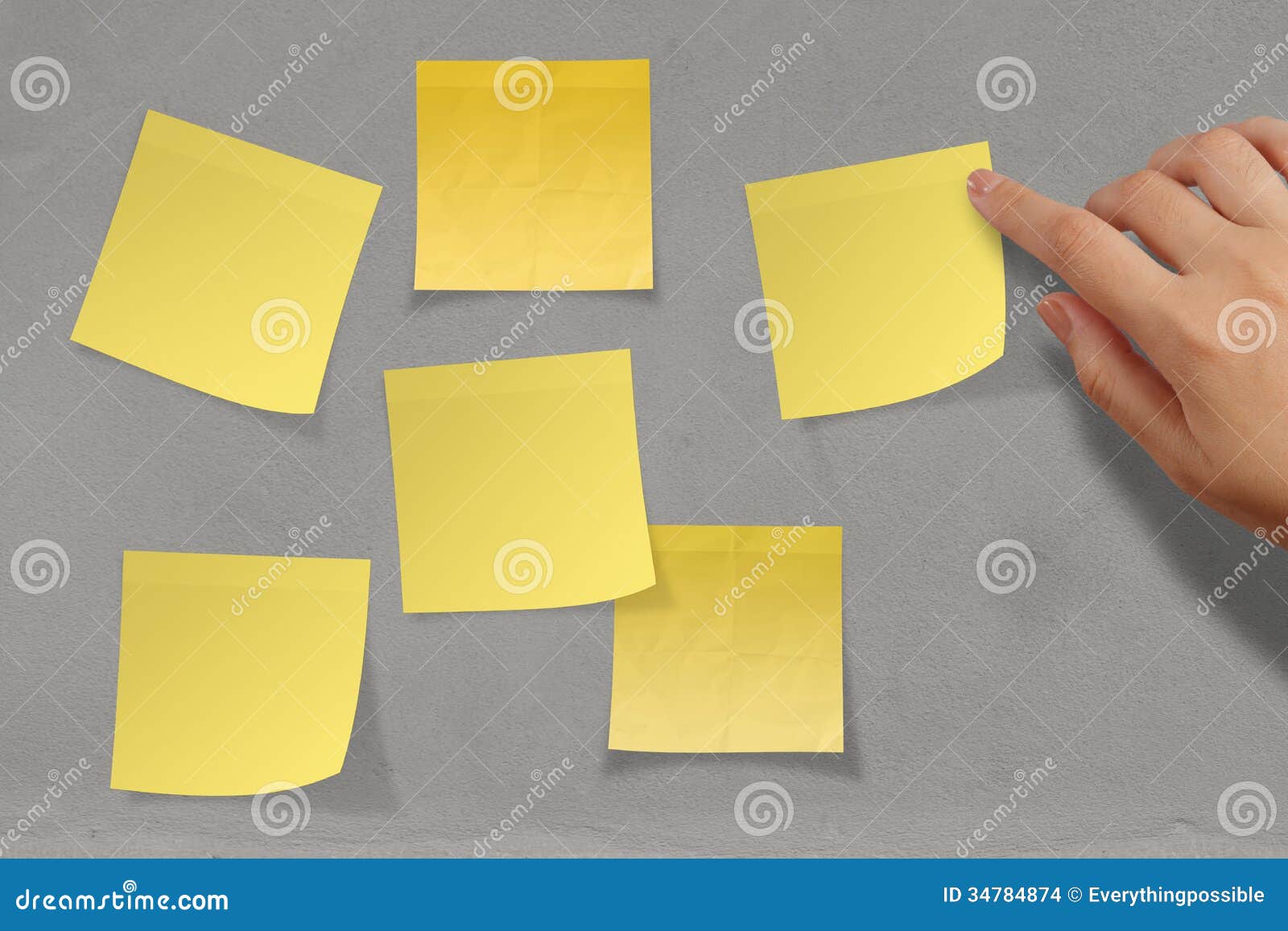 Blank Crumpled Sticky Note Paper on Texture Wall Stock Photo - Image of ...