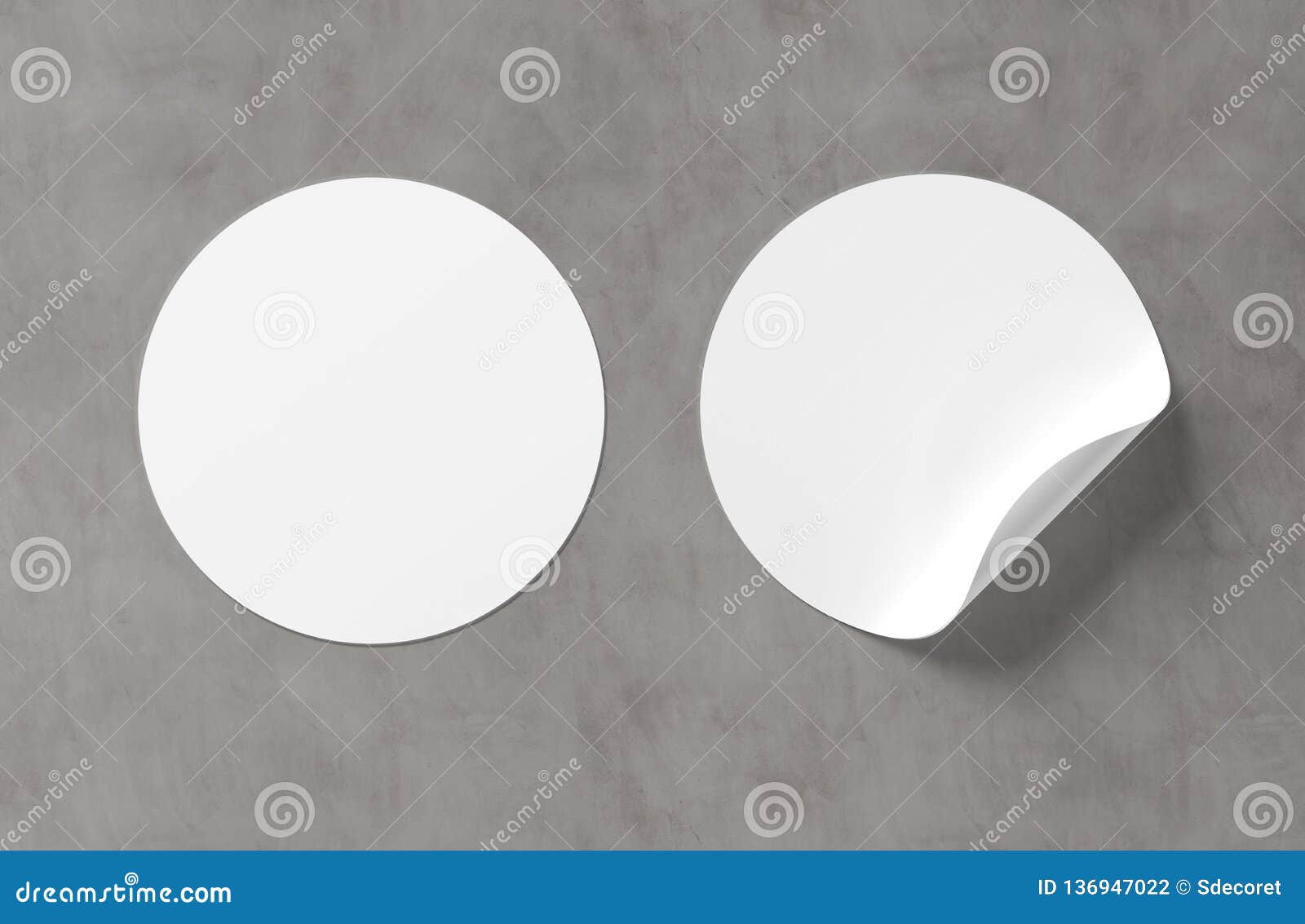 Blank Curled Sticker Mockup Isolated on Concrete 3D Rendering Stock ...