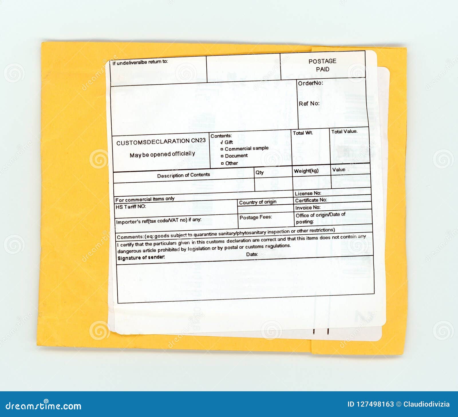 Blank Customs Declaration Label Stock Image - Image of shipping ...