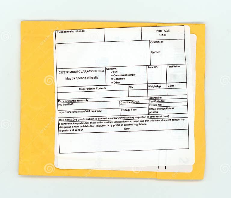 Blank Customs Declaration Label Stock Image - Image of shipping ...