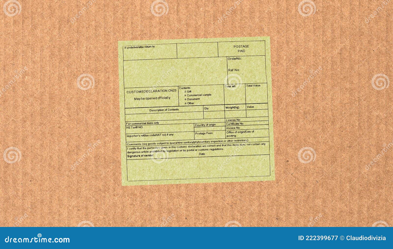 Blank Customs Declaration Label Stock Image - Image of shipping ...