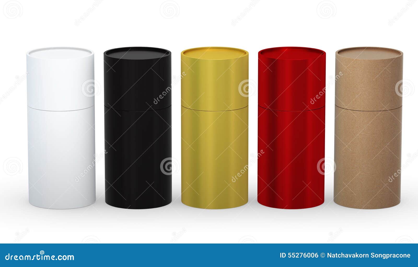 Blank Cylindrical Box Packaging Set with Clipping Path Stock ...