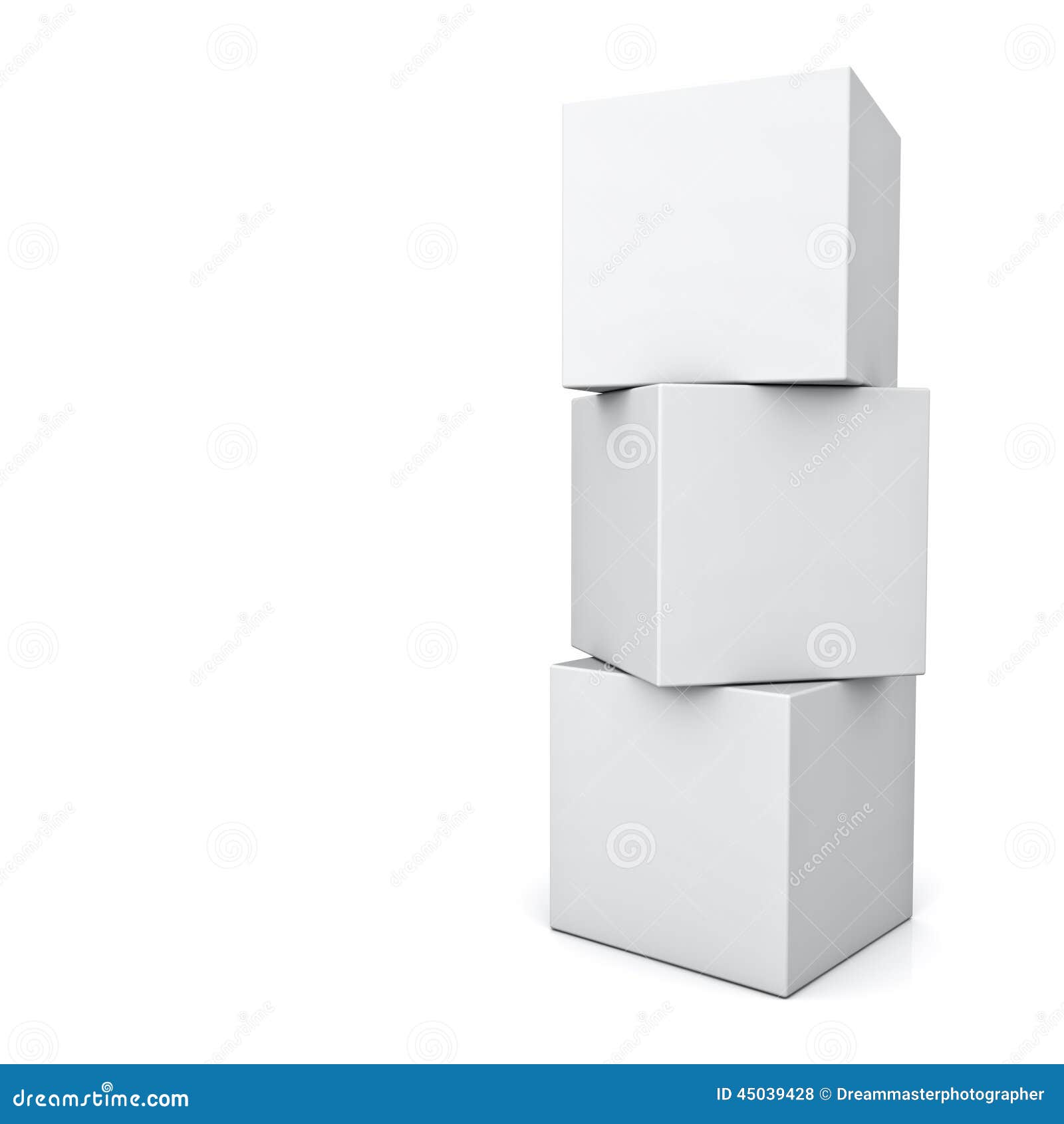 Blank 3d Concept Boxes Standing Isolated on White Background Stock ...