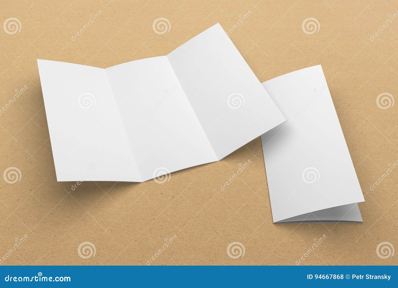 Blank 3D Rendering Tri-fold Brochure Mock-up With Clipping Path On ...