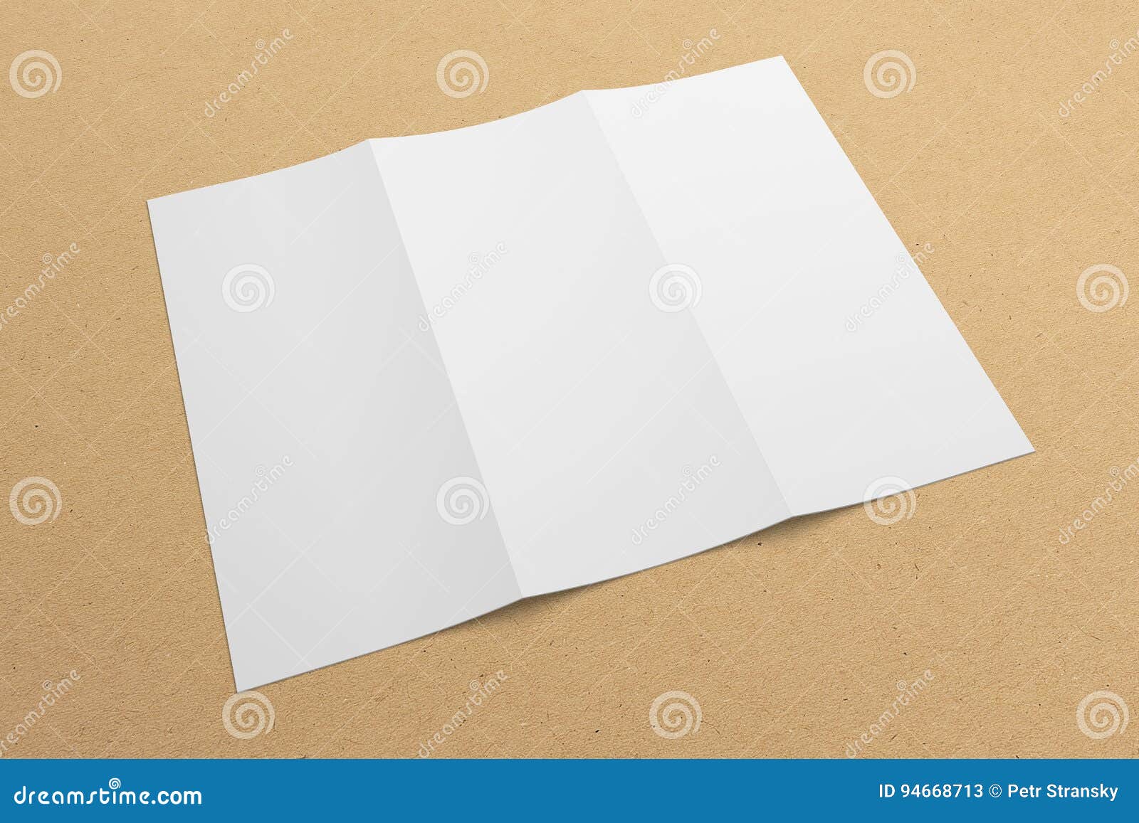 Blank 3D Rendering Tri-fold Brochure Mock-up with Clipping Path on ...