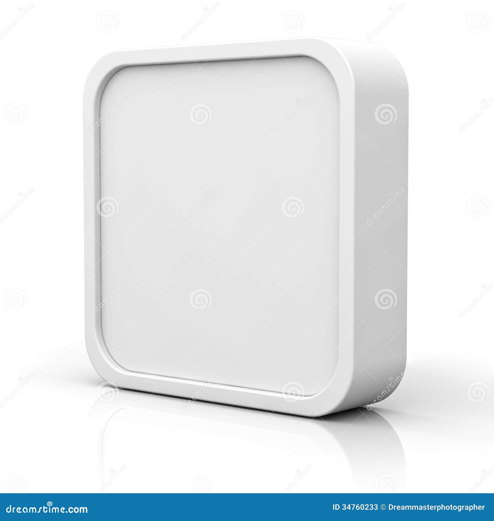 Blank 3d Square Button or Frame Over White Background Stock ...