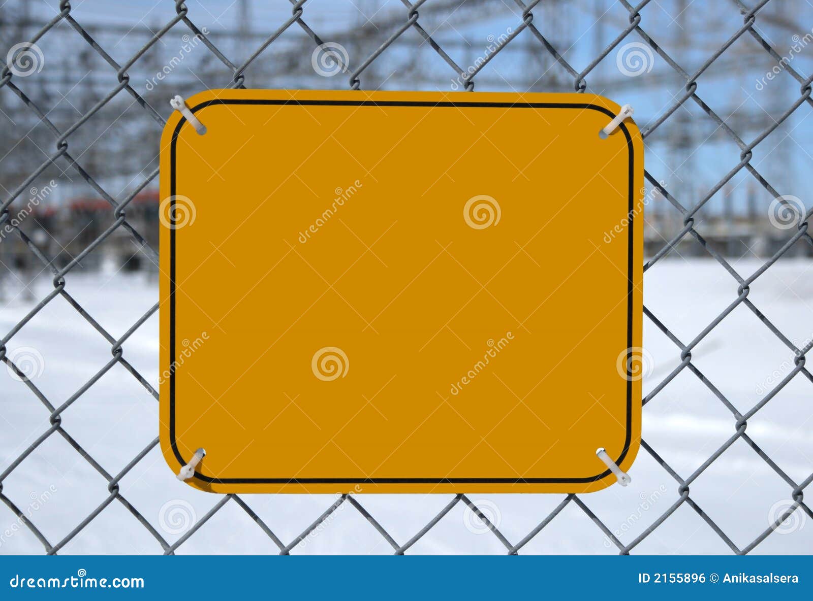 Blank Danger Or Warning Sign Through Wire Mesh Fence Stock Photo ...