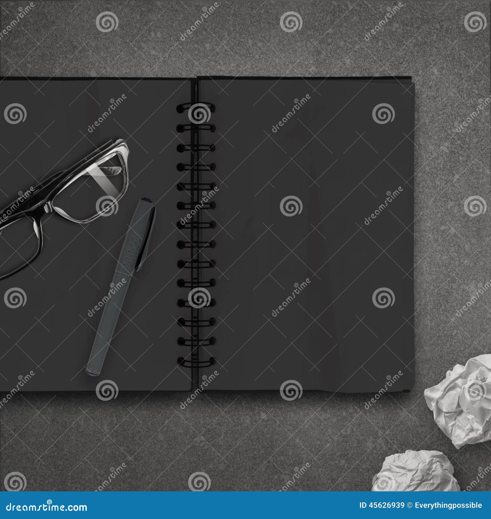 Blank dark note book stock image. Image of hand, drawing - 45626939