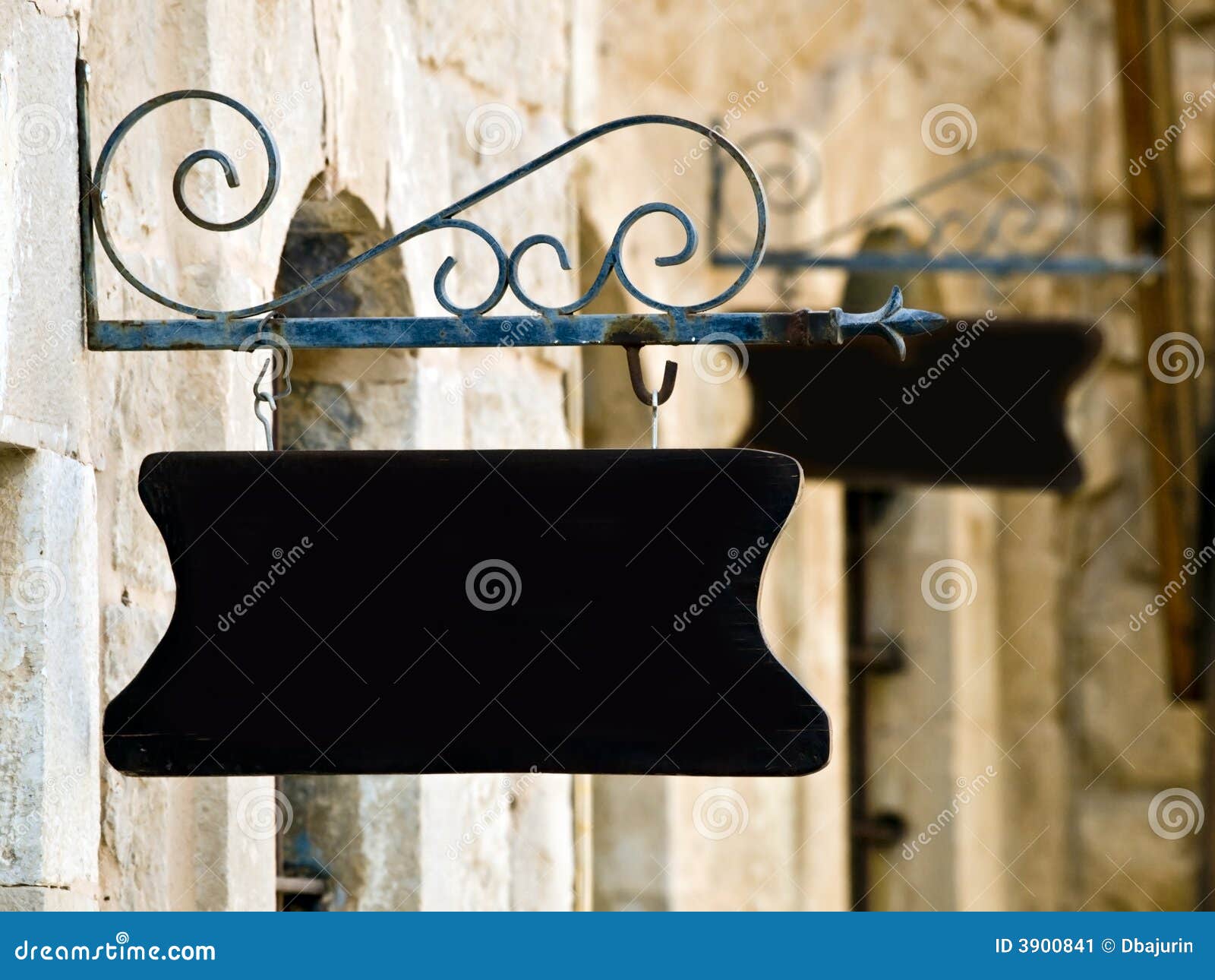 Blank Dark Blue Sign On A Green Grass Lawn On Metal Stand Stock Photo ...