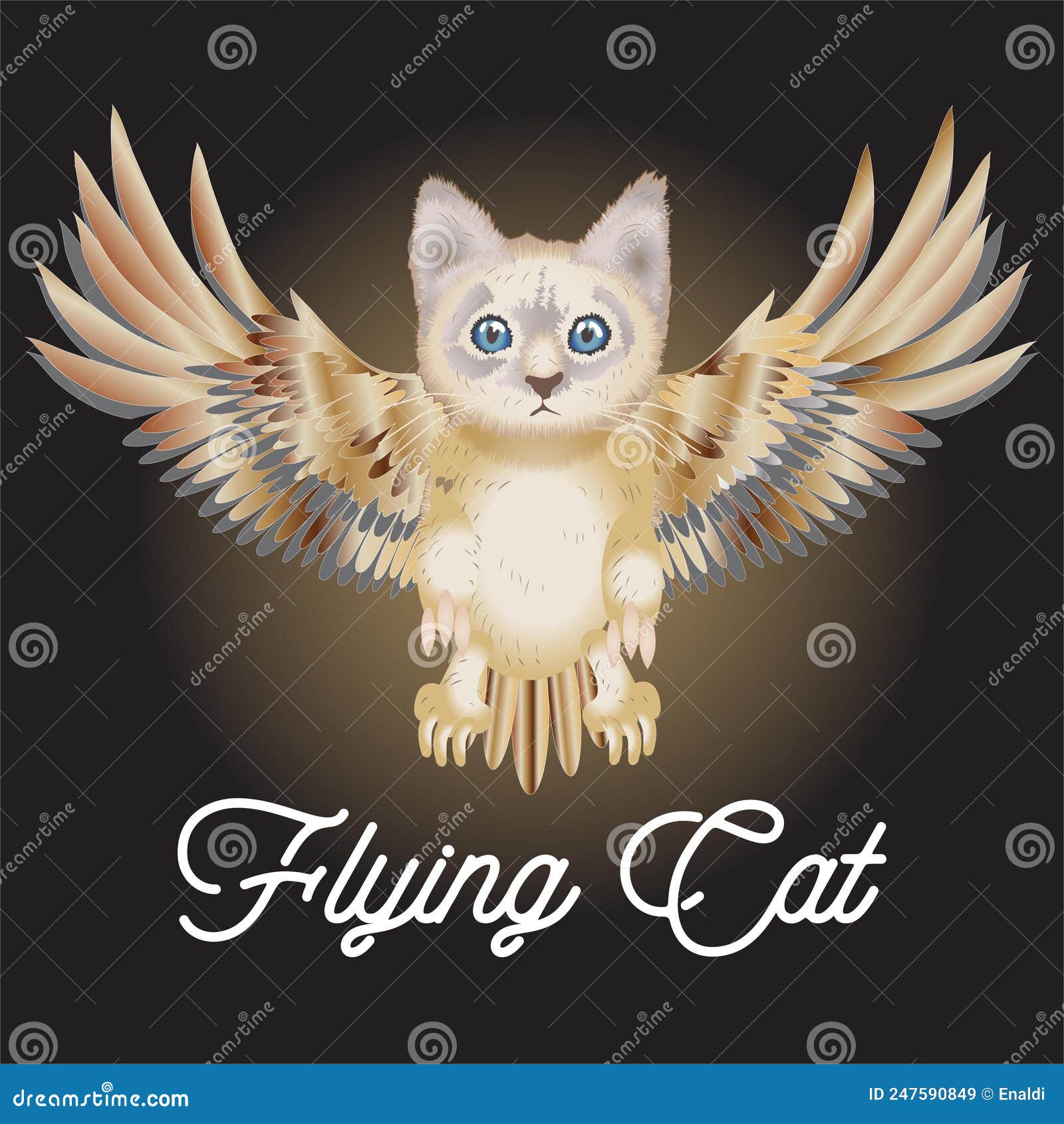 Flying Cat Mythology Cartoon Vector Illustration Stock Vector ...