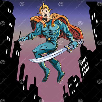 Flying Superhero Cartoon Comic Character Vector Illustration Stock ...