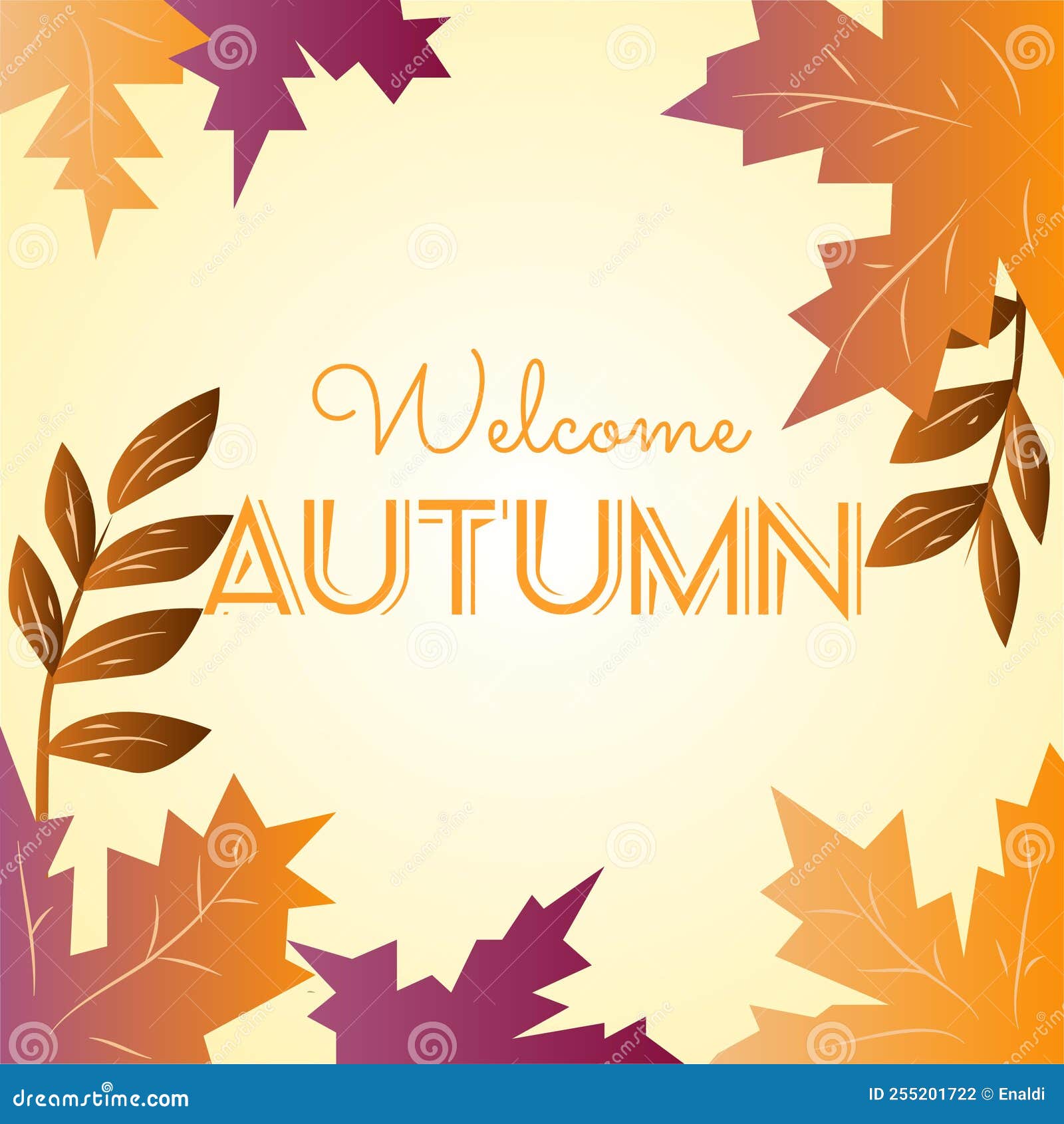 Simple Autumn Leaves Ornament Border and Frame Background Stock Vector ...