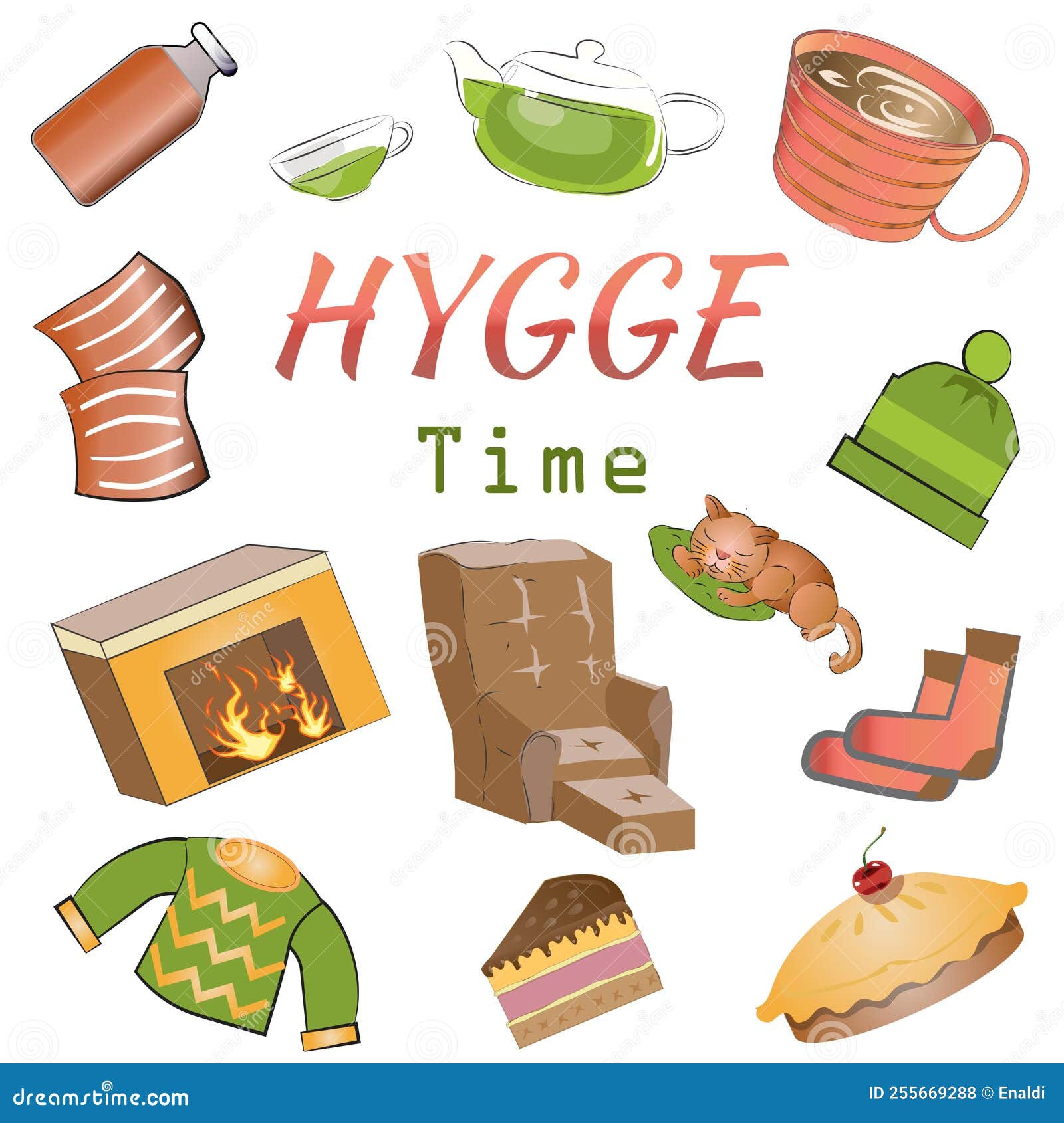 Hygge Time Cozy Warm Self Love Theme Vector Illustration Stock Vector ...
