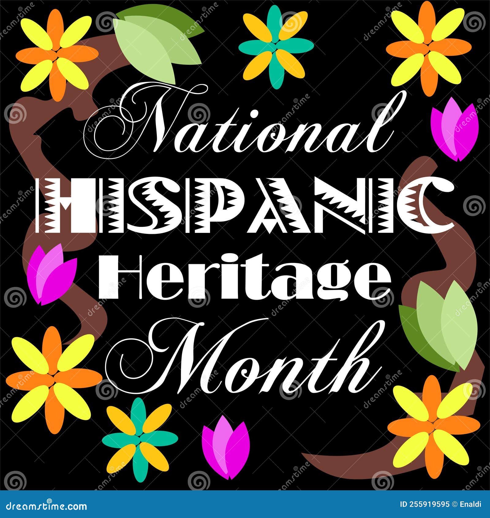 National Hispanic Heritage Month Sign and Vector Illustration Stock ...