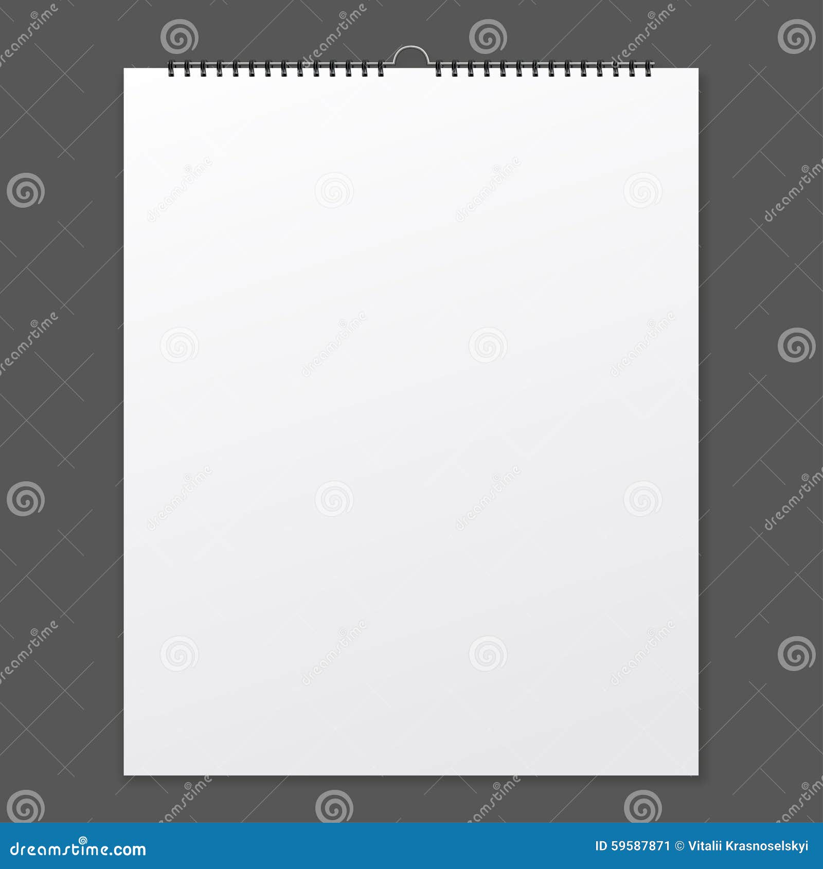 Blank Design Calendar on a Grey Background with Shadow Stock Vector ...