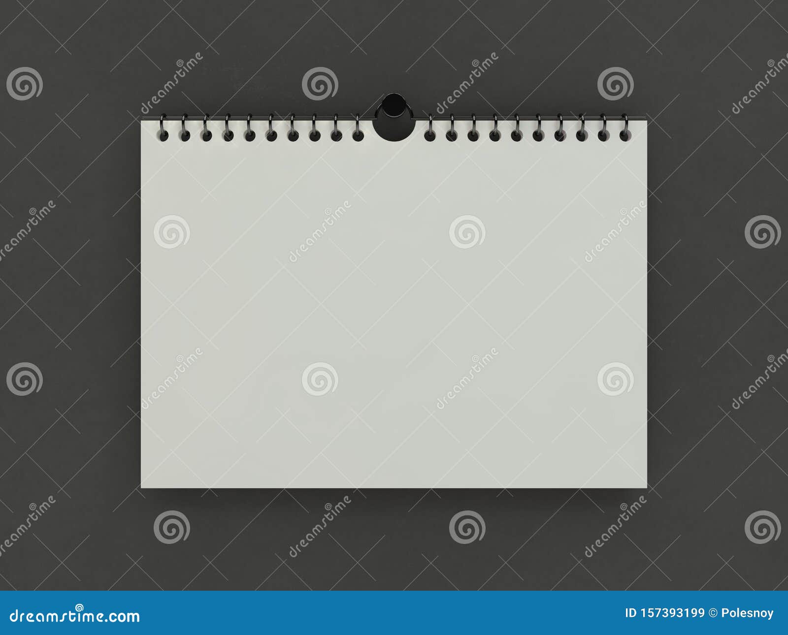 Blank Design Horizontal Calendar Template with Soft Shadows. 3D Stock ...