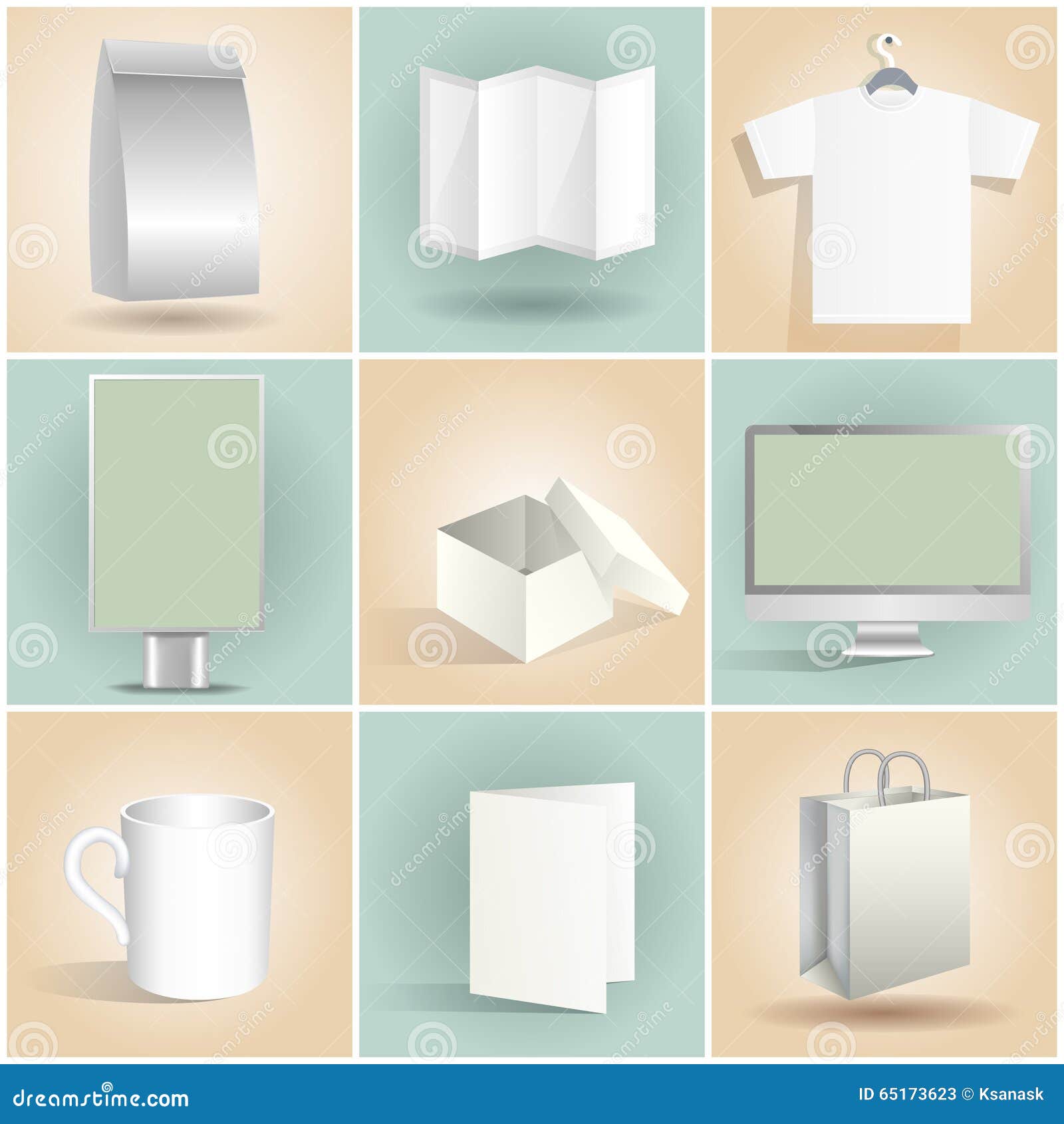 Blank Design Items Templates Set Stock Vector - Illustration of ...