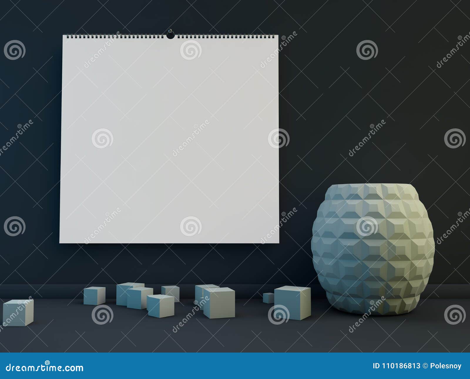 Blank Design Square Calendar Template with Soft Shadows. 3D Stock ...