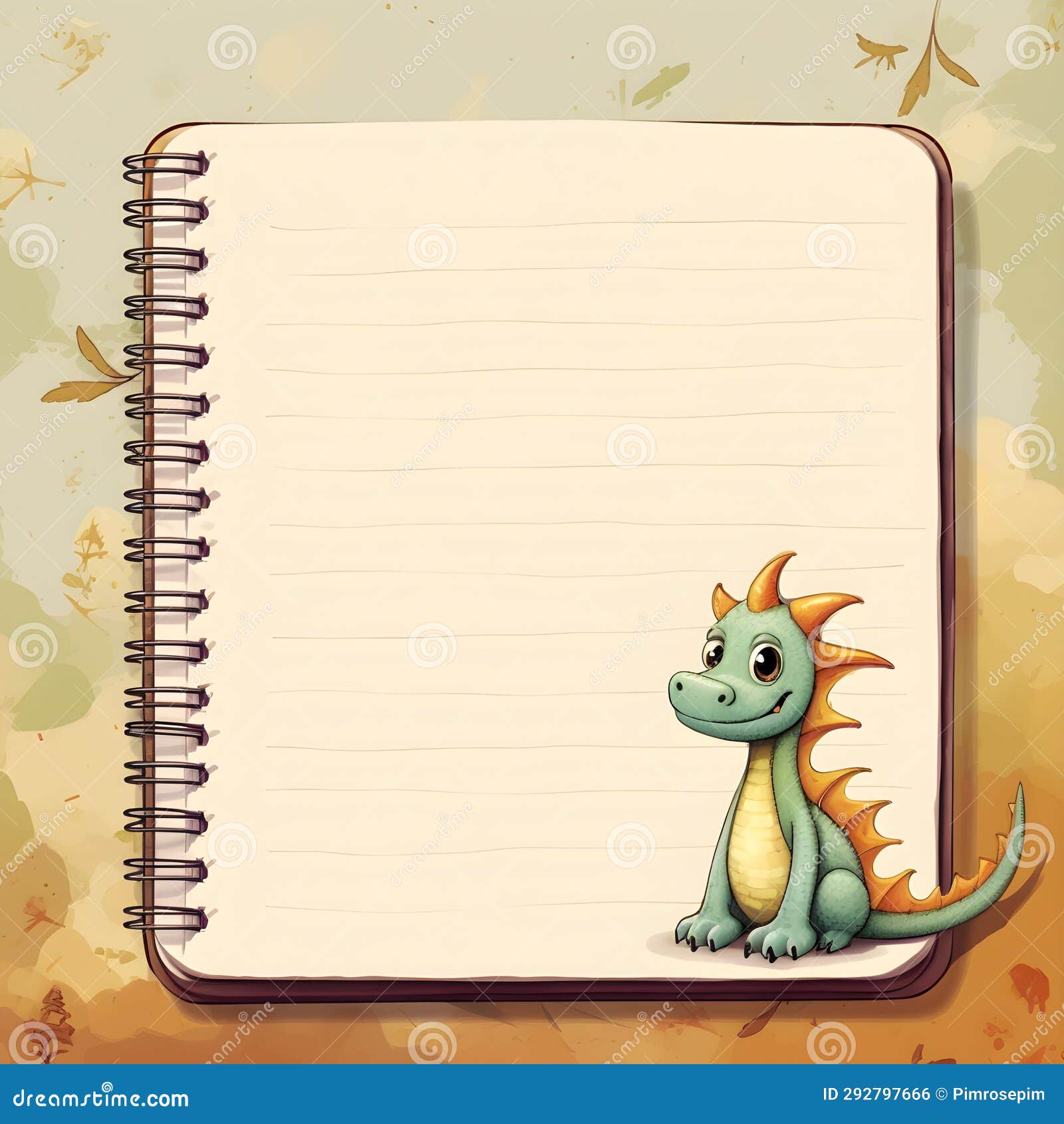 Blank Diary Notebook, Cute Cartoon, Dragon, AI Generated. Stock ...