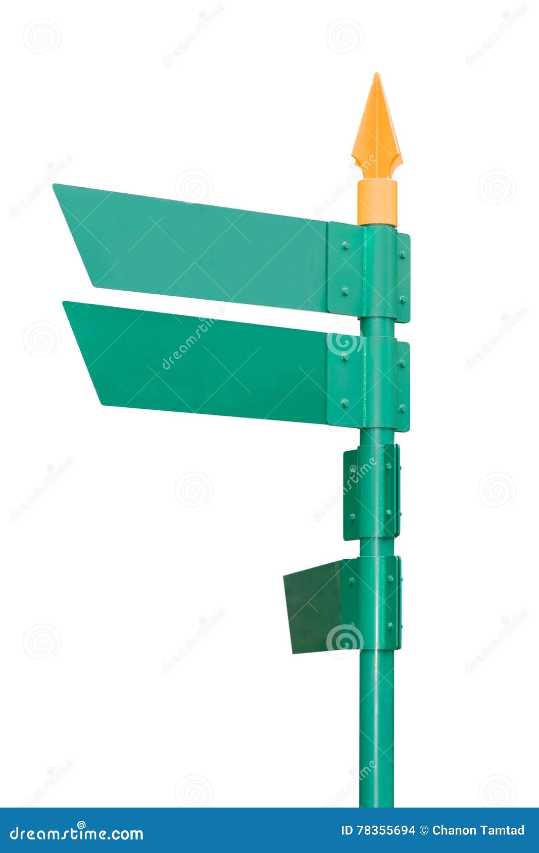 Blank Direction Green Signpost Isolated On White Background. Stock ...