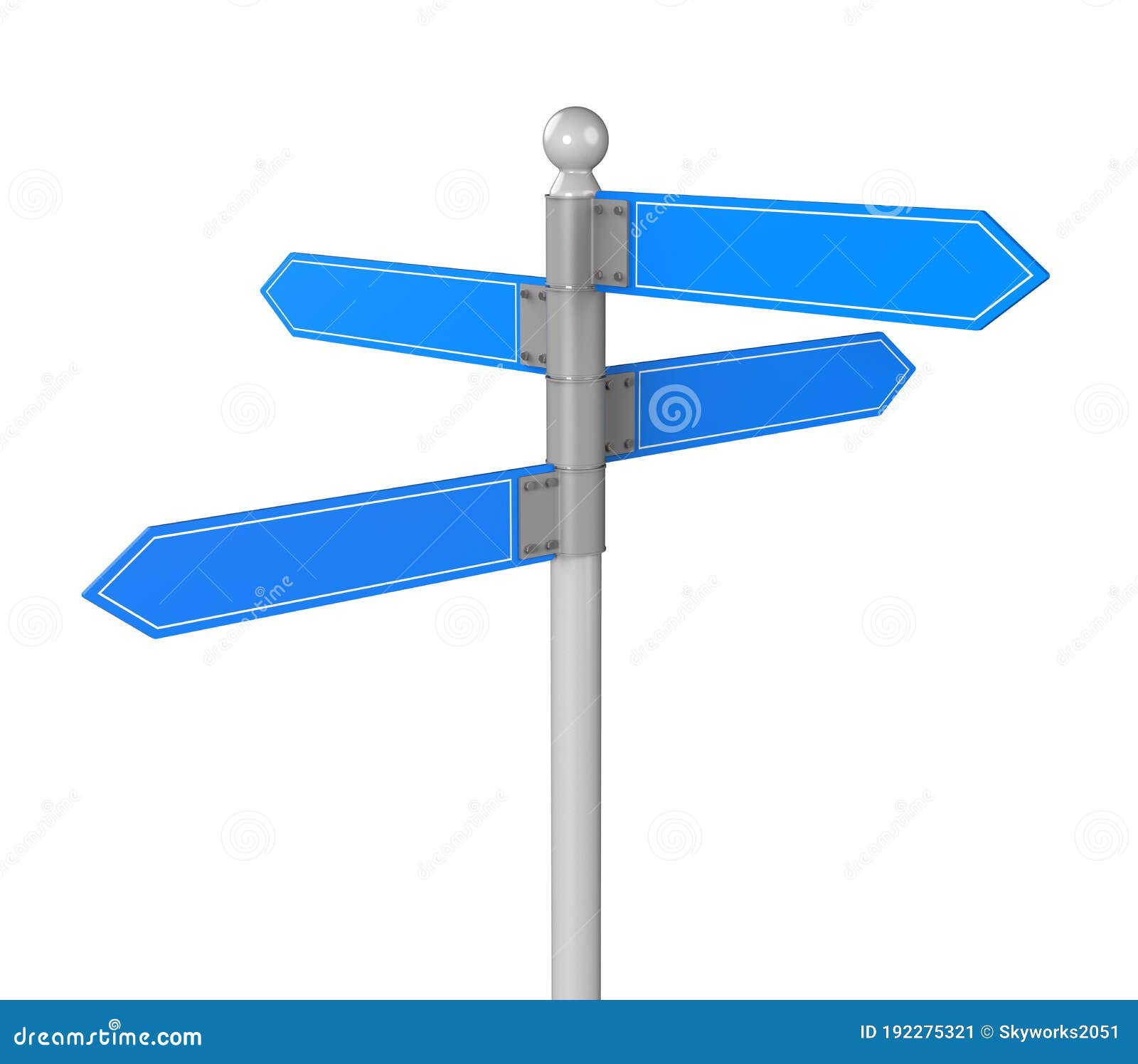 Blank Directional Road Signs. 3d Illustration. Royalty-Free Cartoon ...