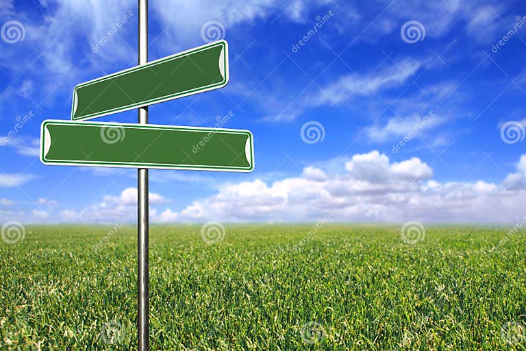 Blank Directional Signs in an Open Field Stock Image - Image of alone ...
