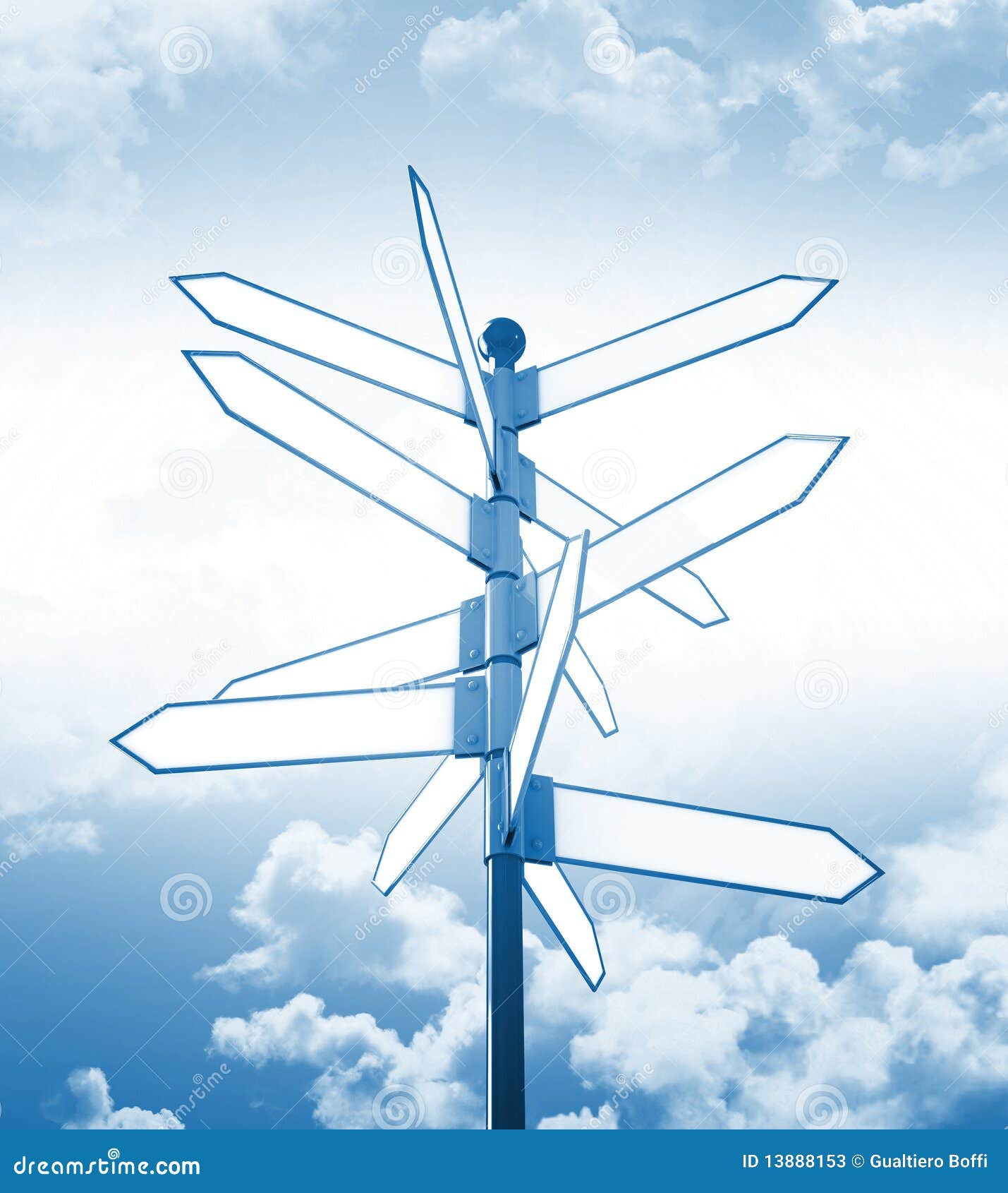 Blank Directions Sign and Sky Stock Illustration - Illustration of post ...