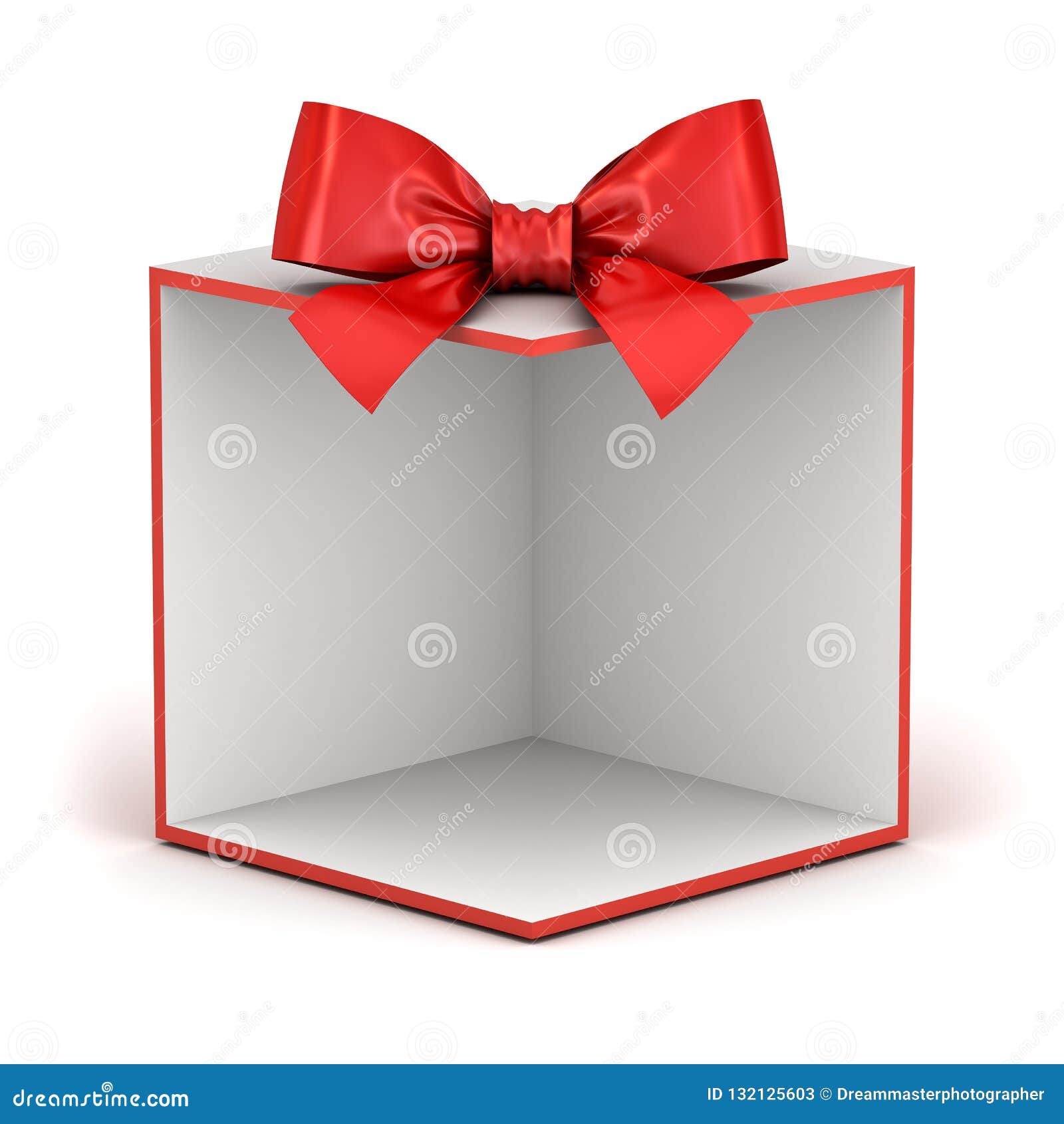 Blank Display Gift Box Backdrop or Present Box Showcase with Red Ribbon ...