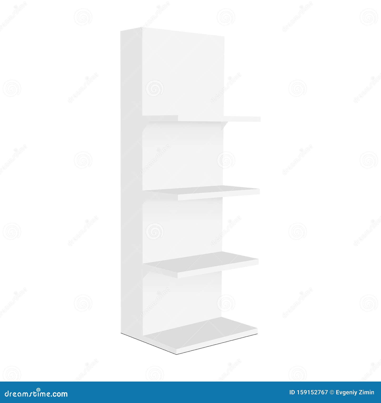 Blank Display Stand with Shelves Mockup Side View Stock Illustration ...