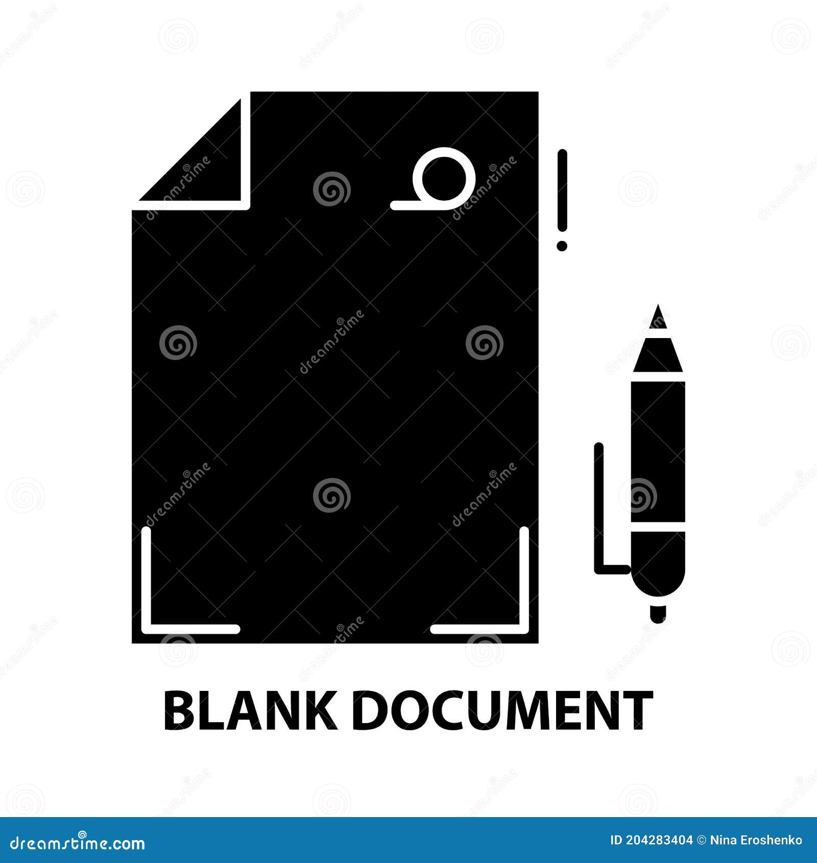 Blank Document Icon, Black Vector Sign with Editable Strokes, Concept ...