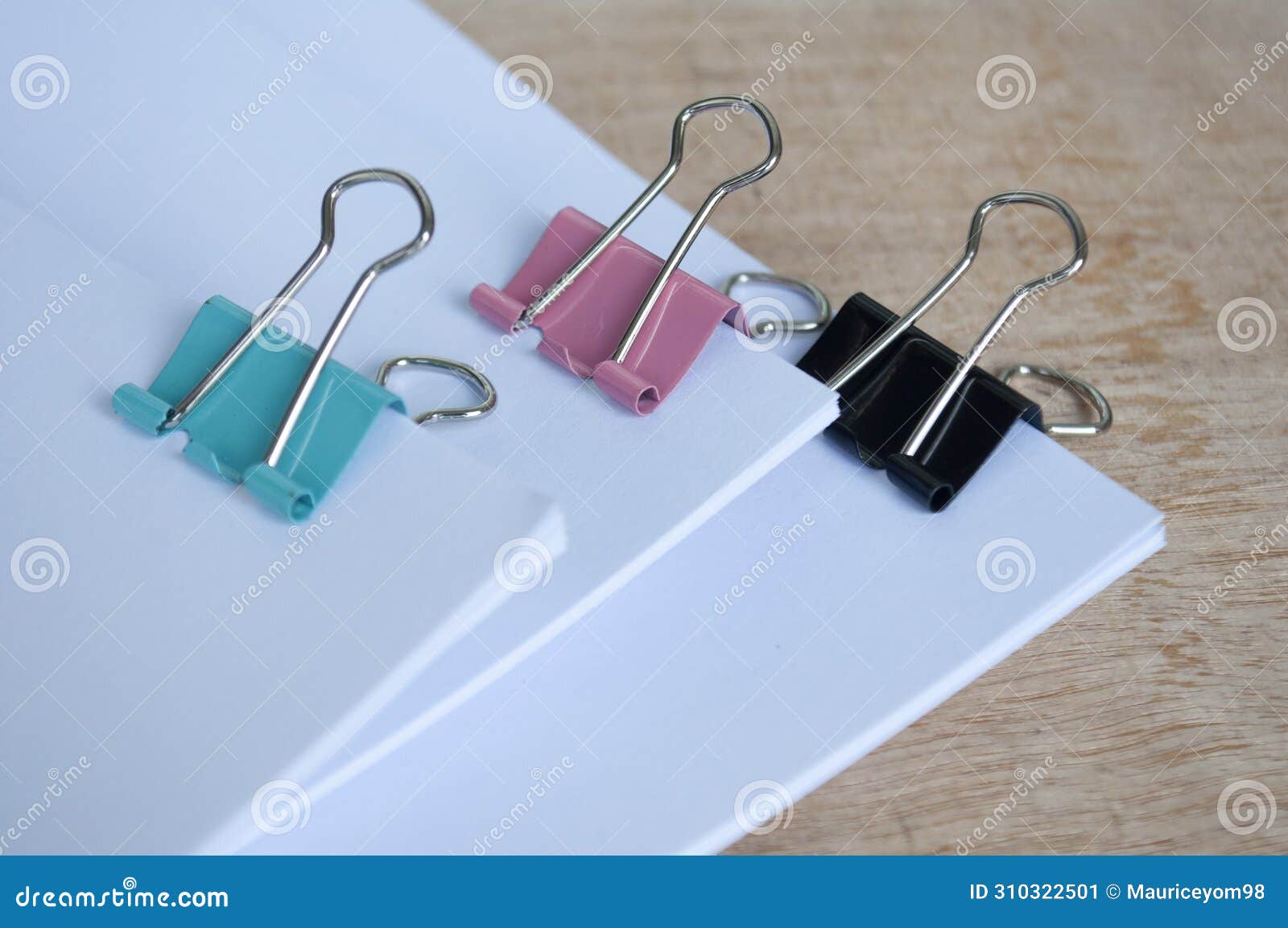 Blank Document Papers with Paper Clips Pastel on Wooden Table. Stock ...