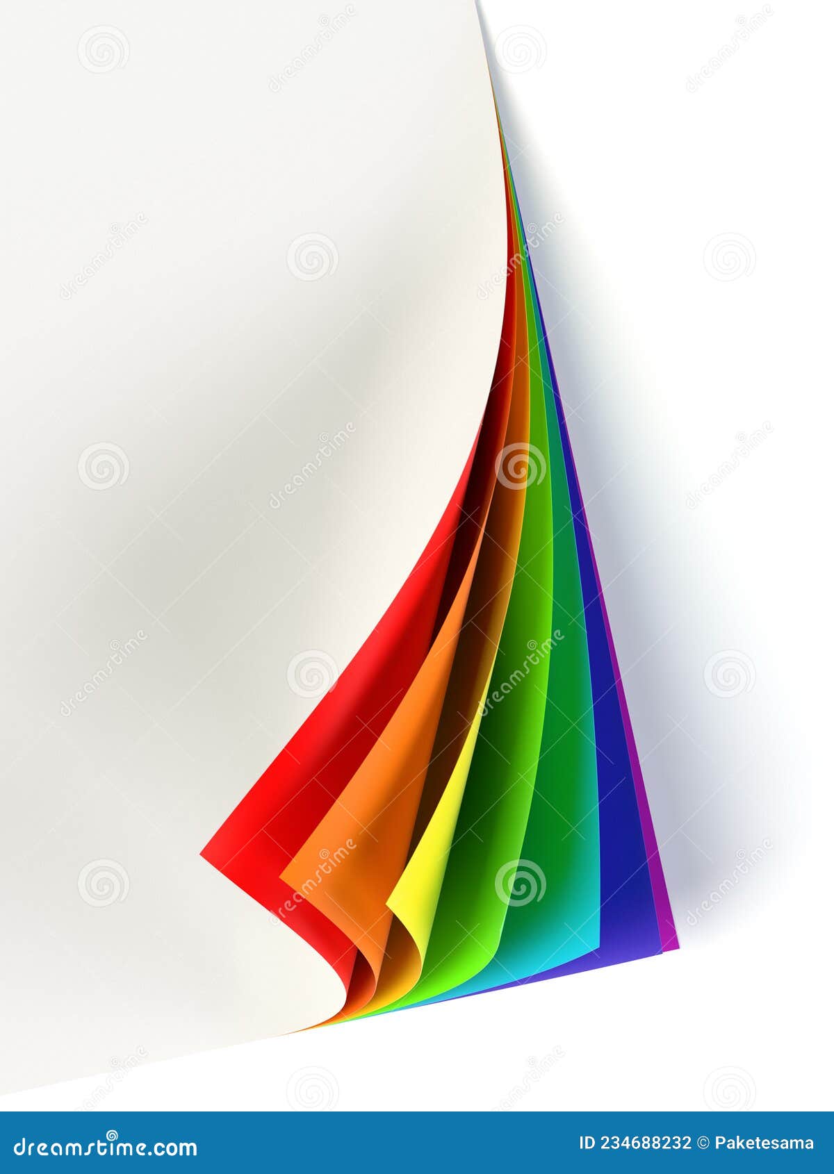Blank Document with Rainbow Colored Curled Corner Stock Illustration ...