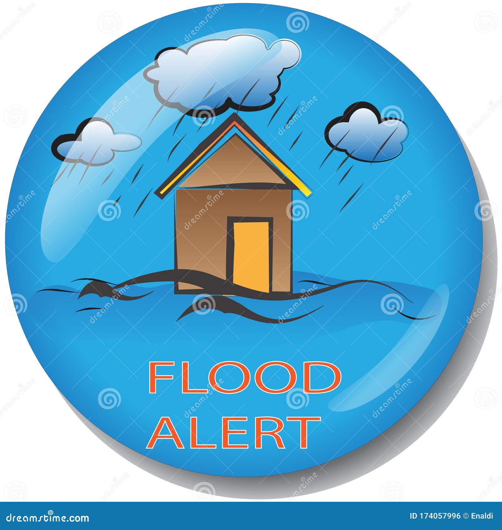 Flood Alert and Warning Sign Pin Stock Vector - Illustration of ...