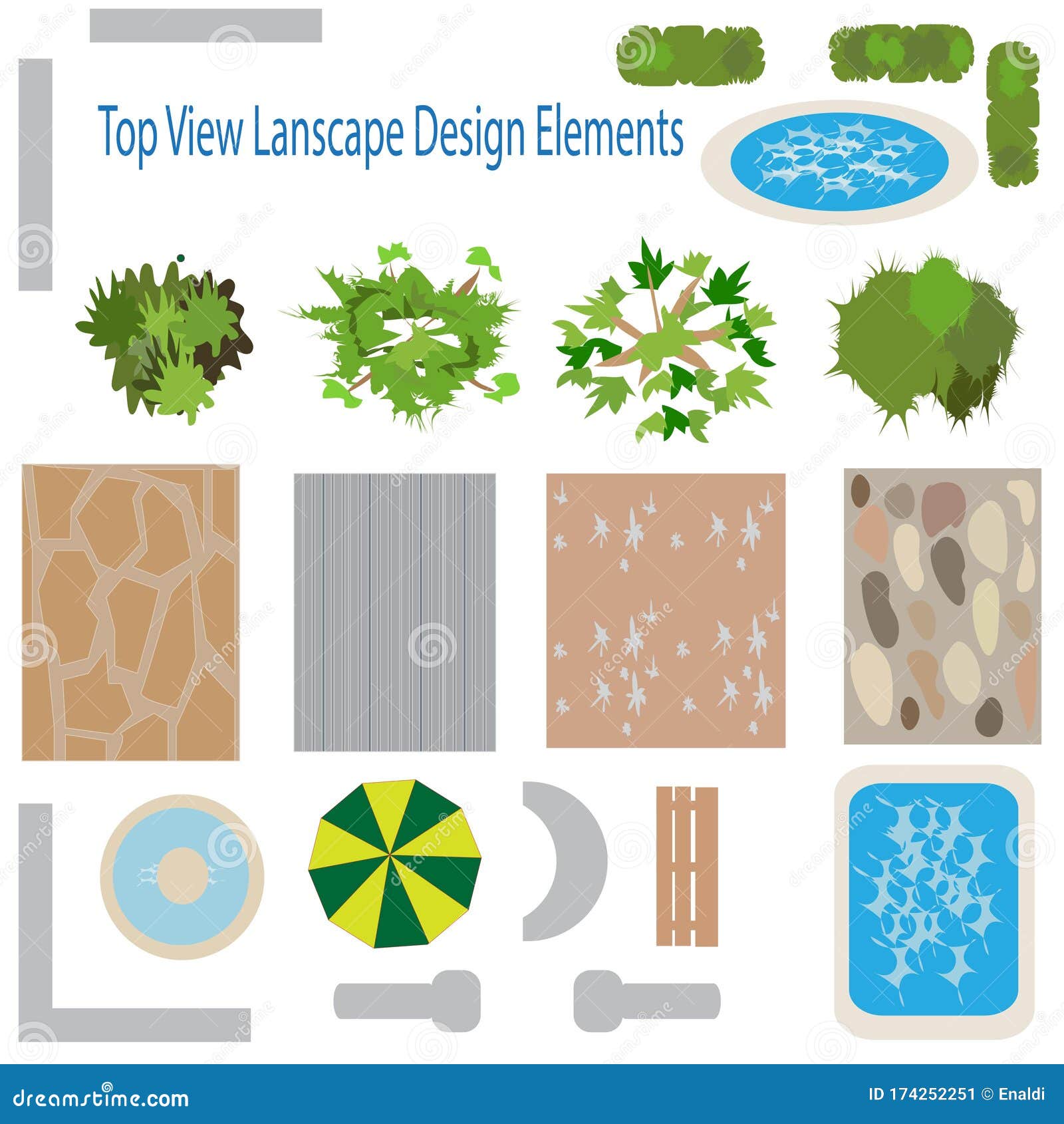 Top View Landscape Design Elements Stock Vector - Illustration of ...