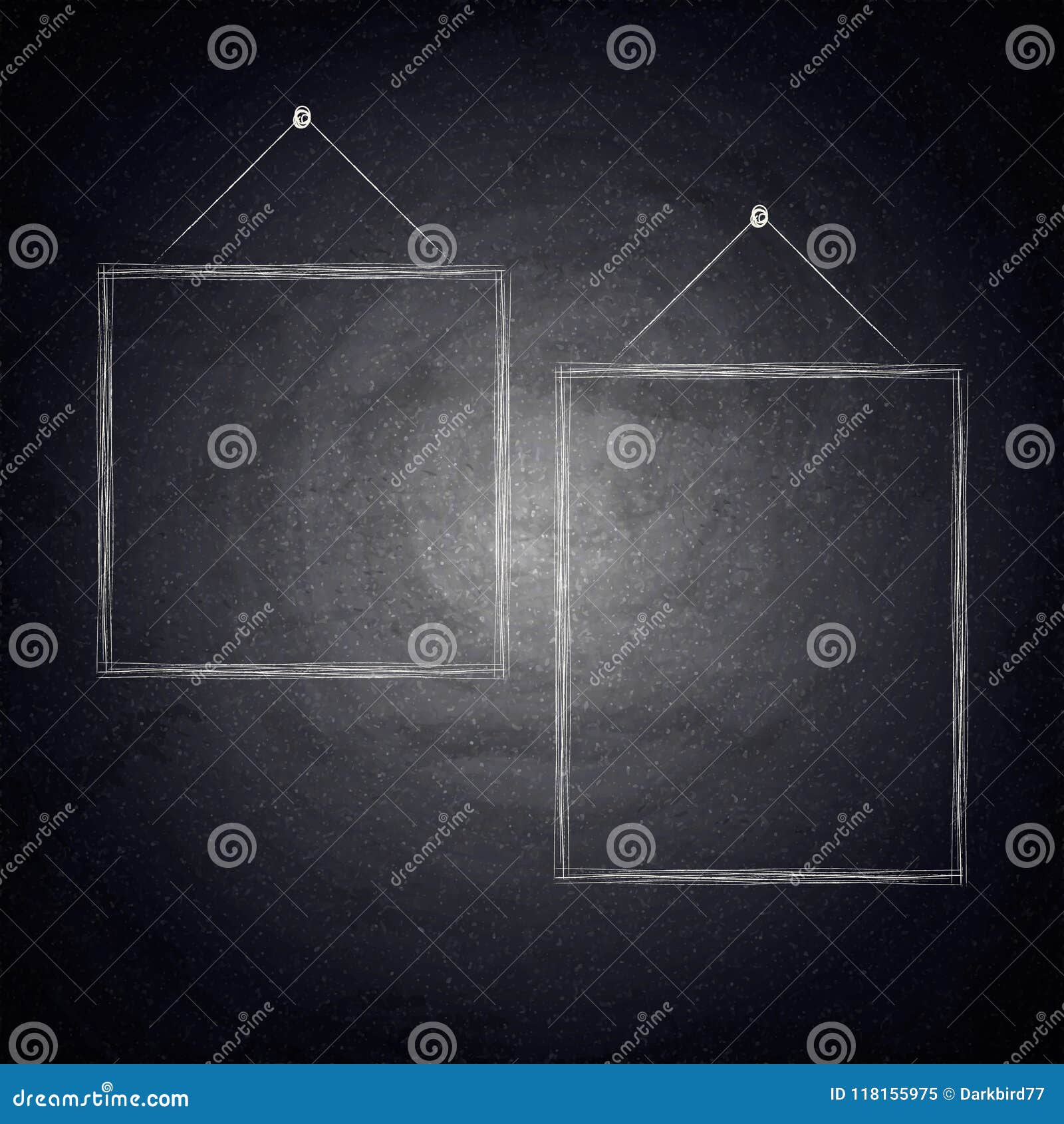 Blank Drawing Empty Frames on Chalkboard Background Stock Image - Image ...