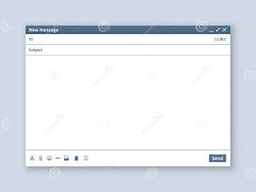 Blank Email Screen. Mail Message Interface Blank Mockup Internet Window ...