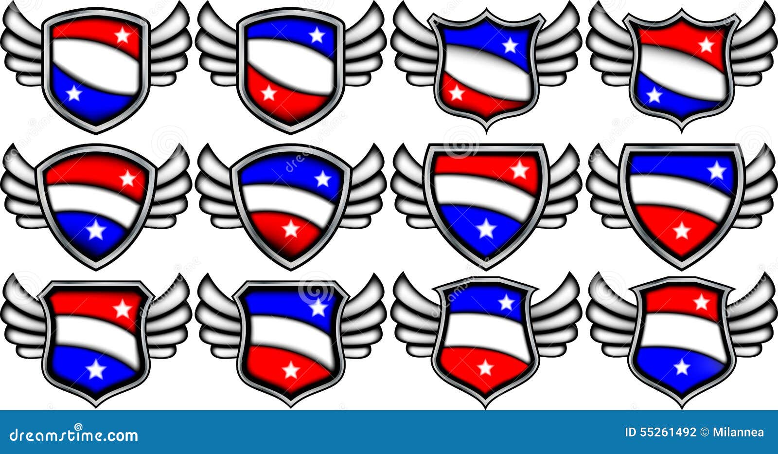 Blank emblems with wings stock vector. Illustration of template - 55261492