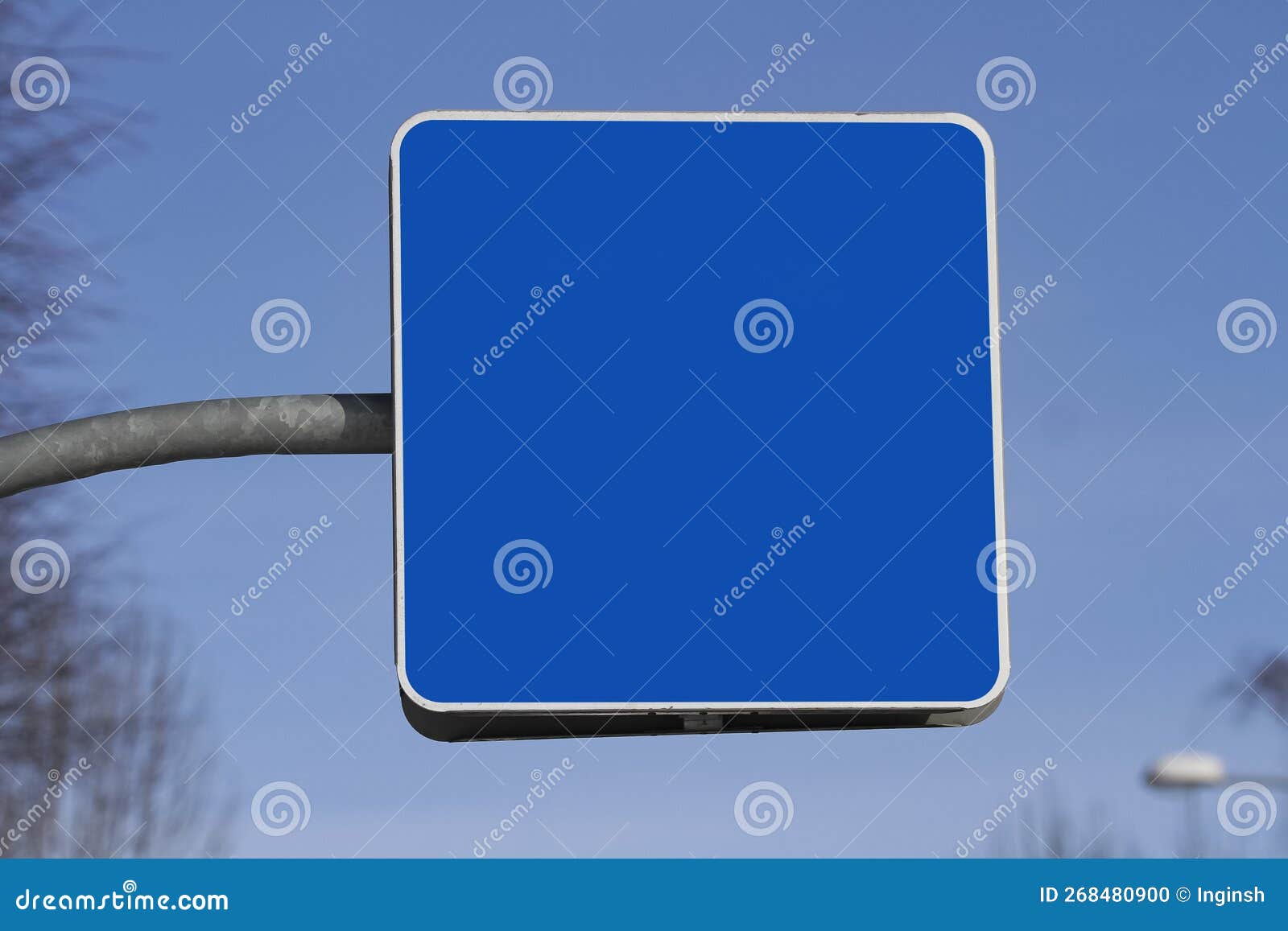 Blank Empty Copy Space Blue Road Sign with Blue Sky Stock Photo - Image ...