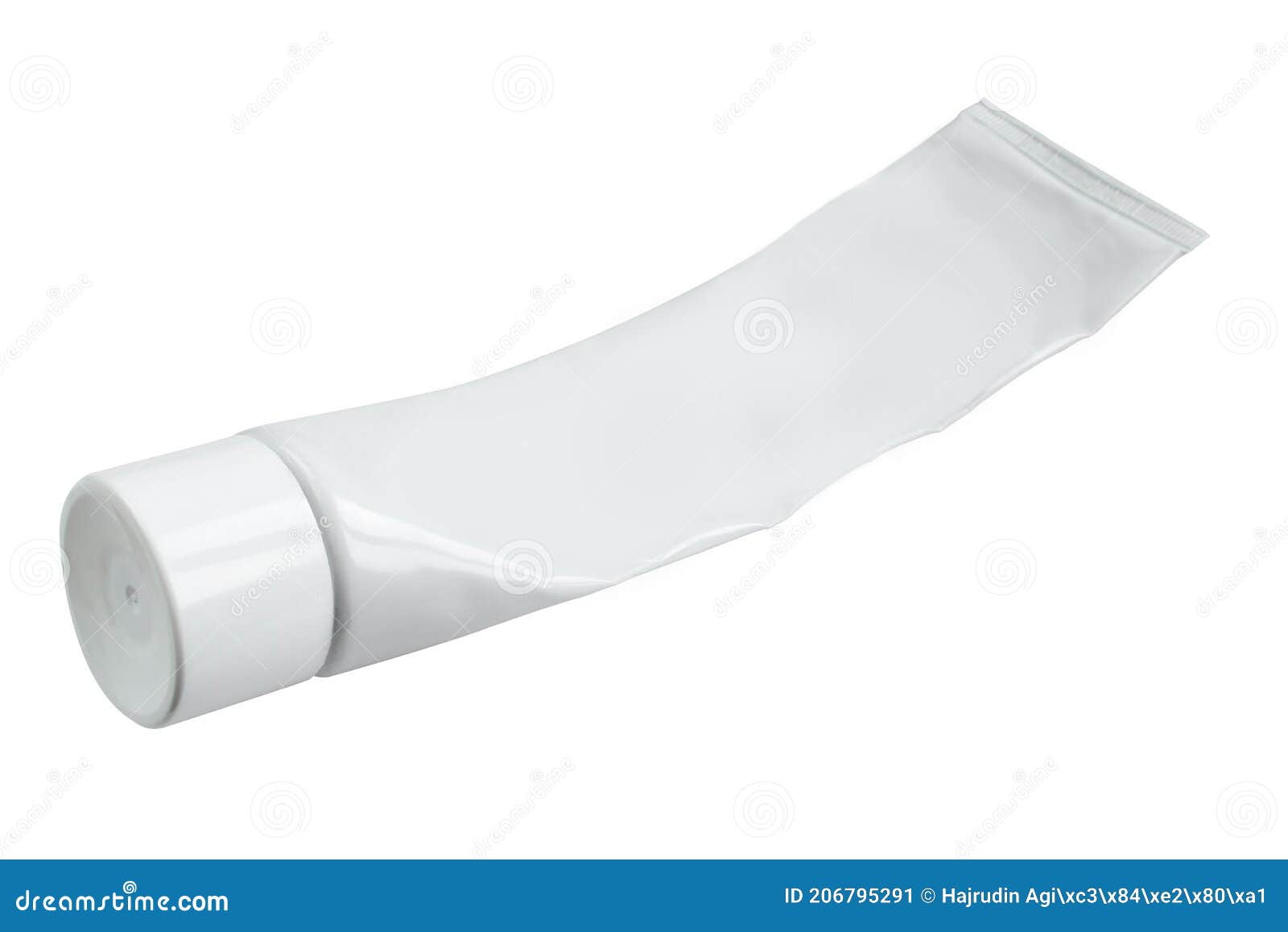 Blank and Empty Cream Container Isolated on White Background. Squeezed ...