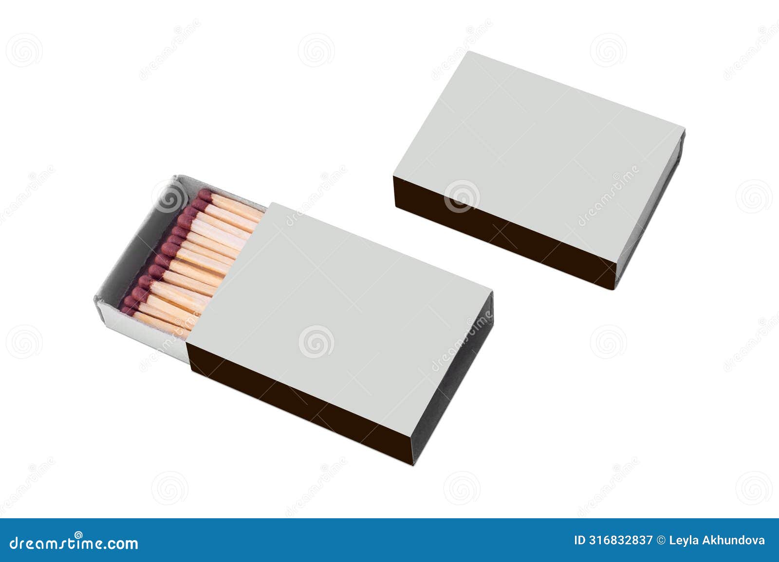 Blank Empty Open and Closed Matchbook Mockup Template Isolated on White ...