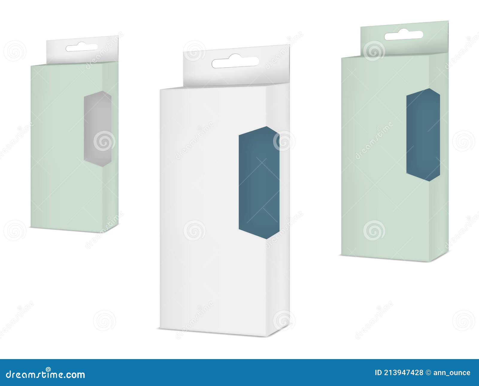 Blank Empty Paperboard Box with Transparent Plastic Window and Hang ...