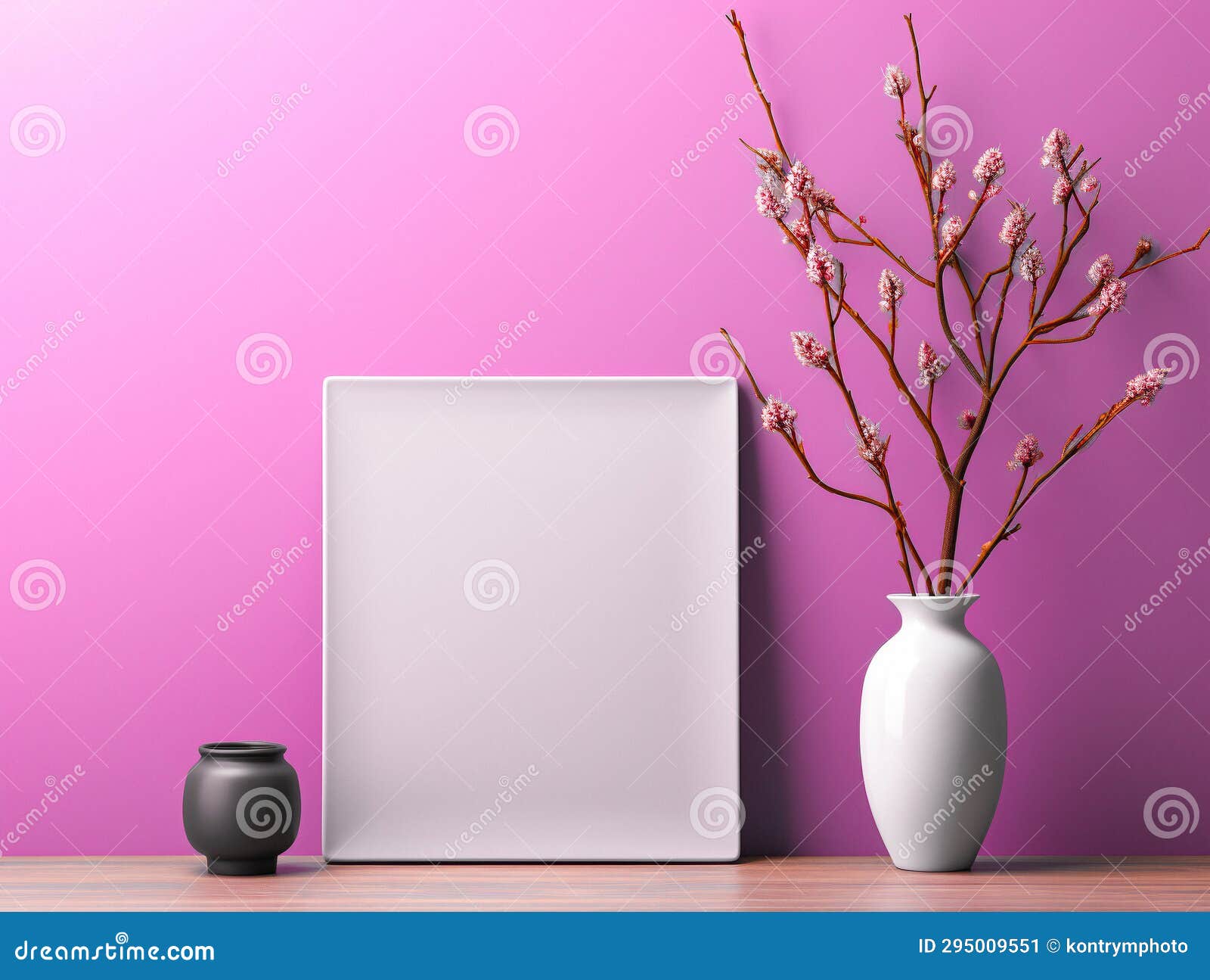 Blank Empty Picture Frame with a Plant in Modern Interior. Empty Space ...