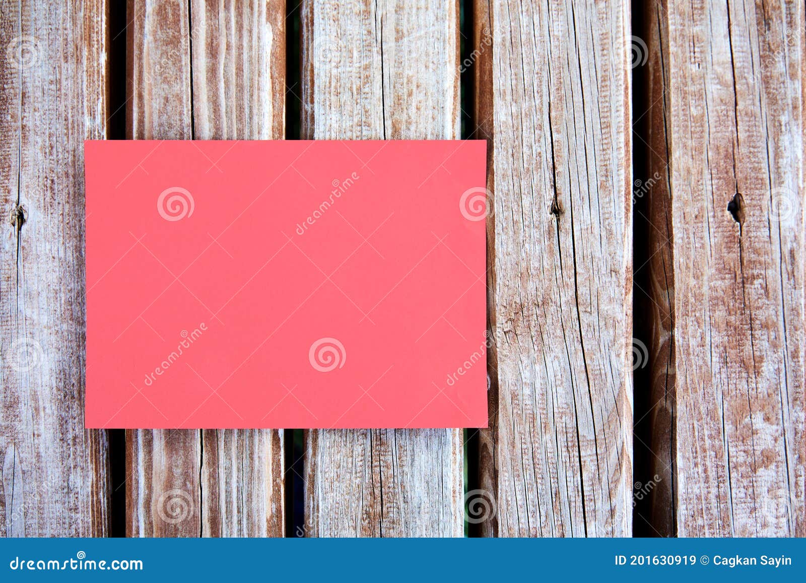 Blank Empty Red Paper Sign or Note Mock Up on a Wooden Table Stock ...