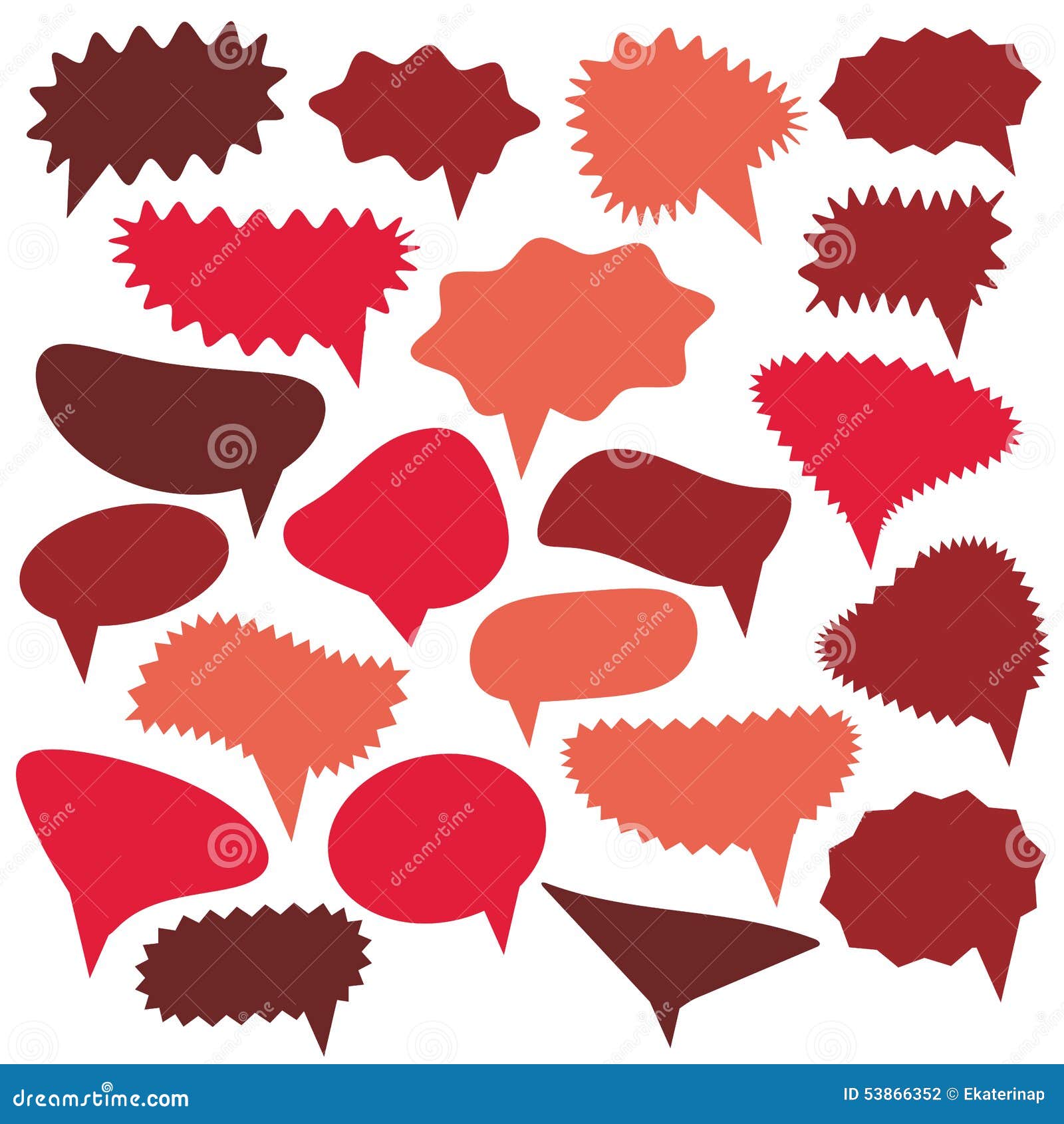 Blank Empty Red Speech Bubbles Set on White Background for Your Design ...