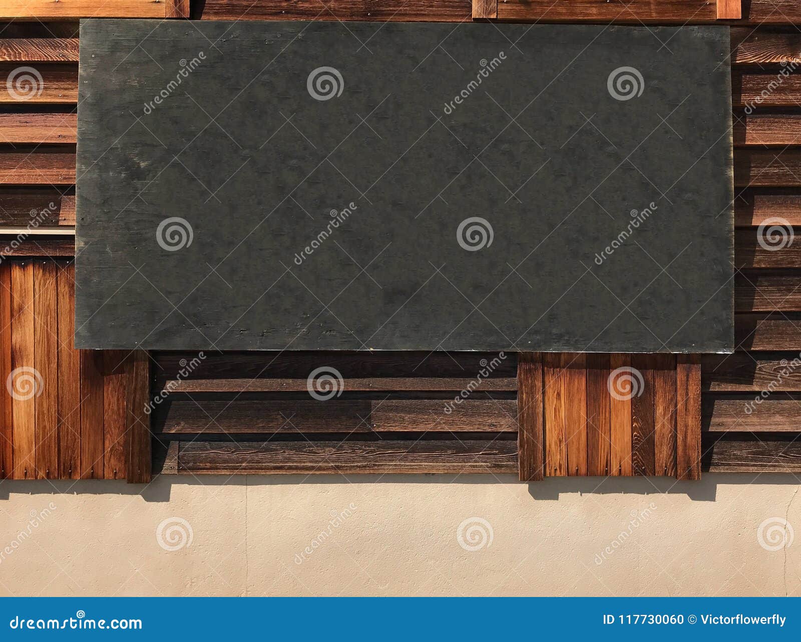 Blank Empty Rustic Vintage Wooden Black Board Hanging on the Wooden ...