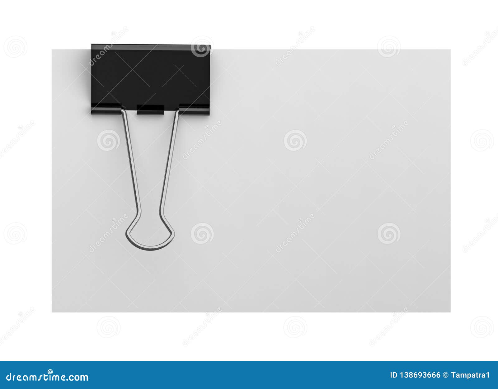 Blank Empty Sheet of Paper Attached with Binder Clip Isolated on White ...