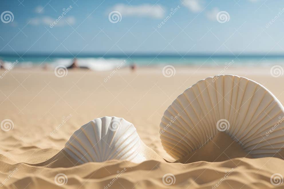 Blank Empty Shells Mockup in Sand Beach for Product Presentation and ...