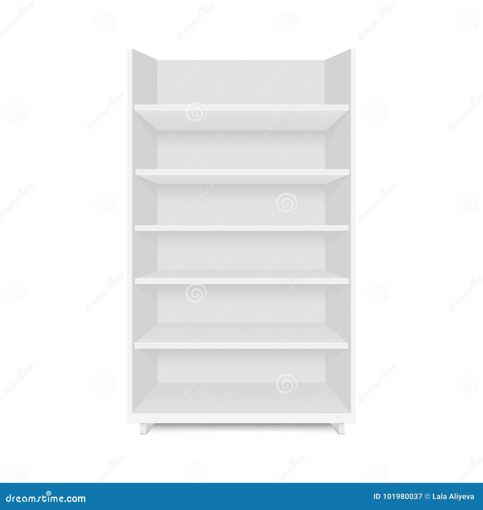 Blank Empty Showcase Display with Retail Shelves. Front View Stock ...