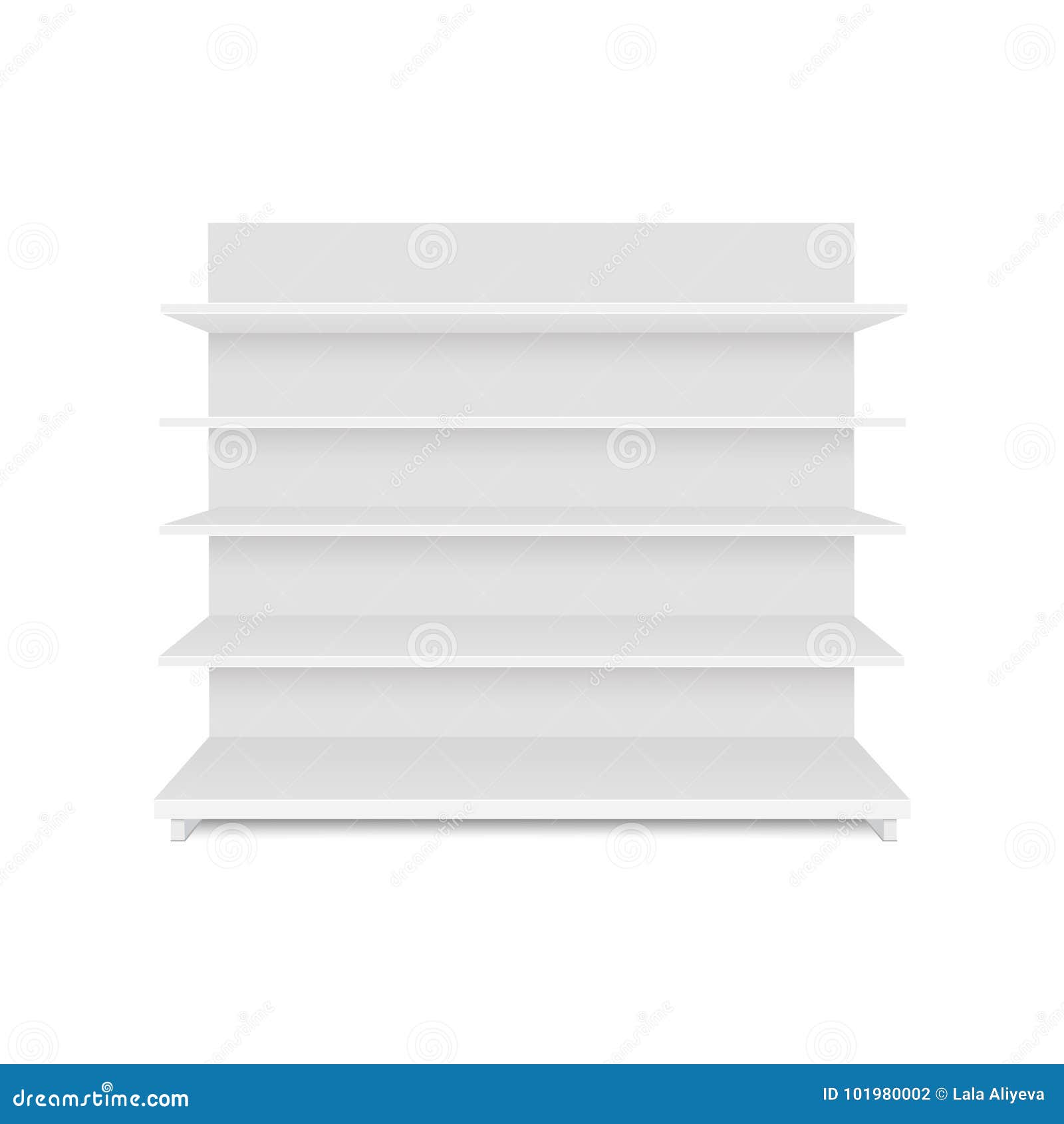 Blank Empty Showcase Display with Retail Shelves. Front View Stock ...