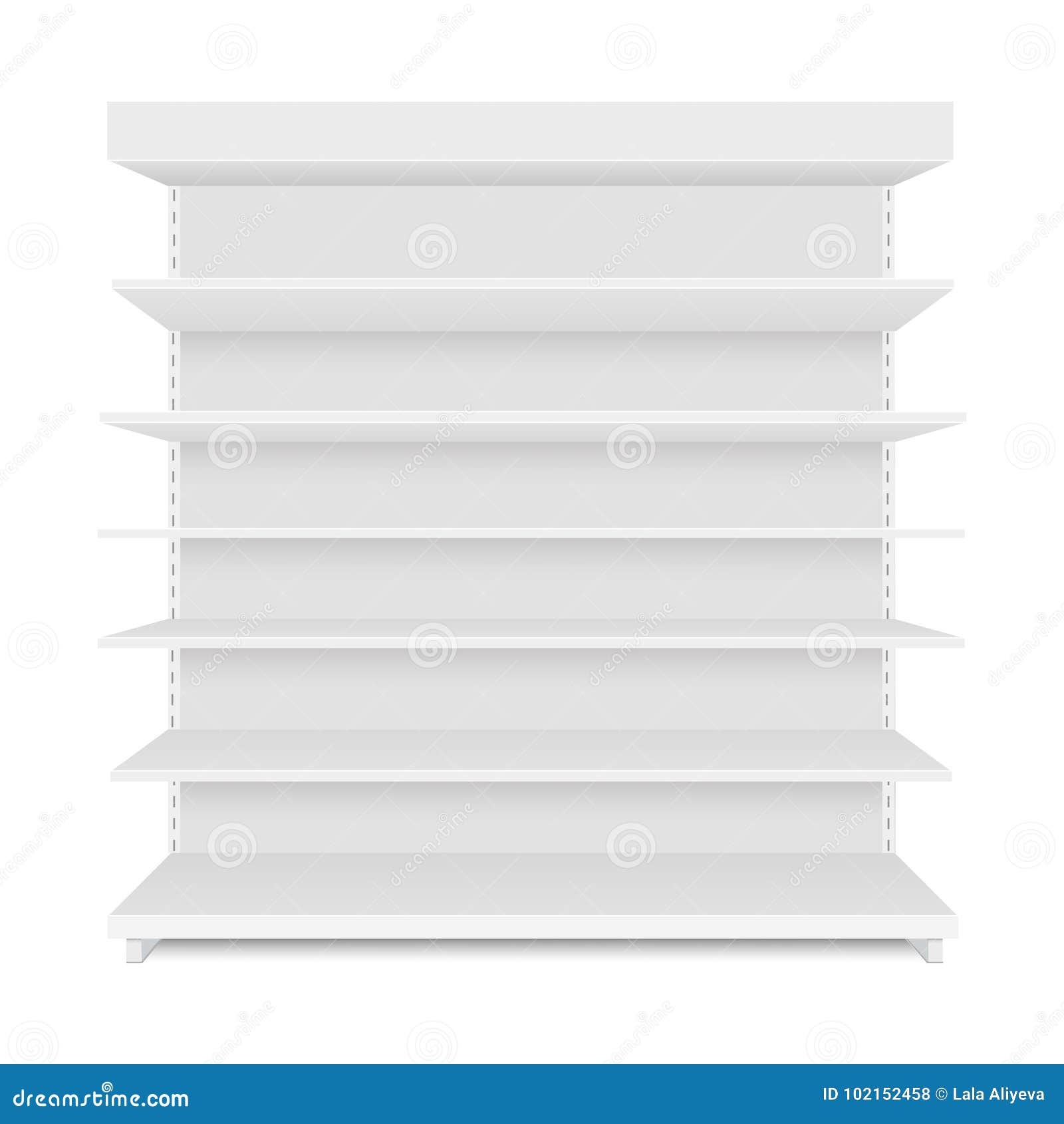 Blank Empty Showcase Display with Retail Shelves. Front View Stock ...